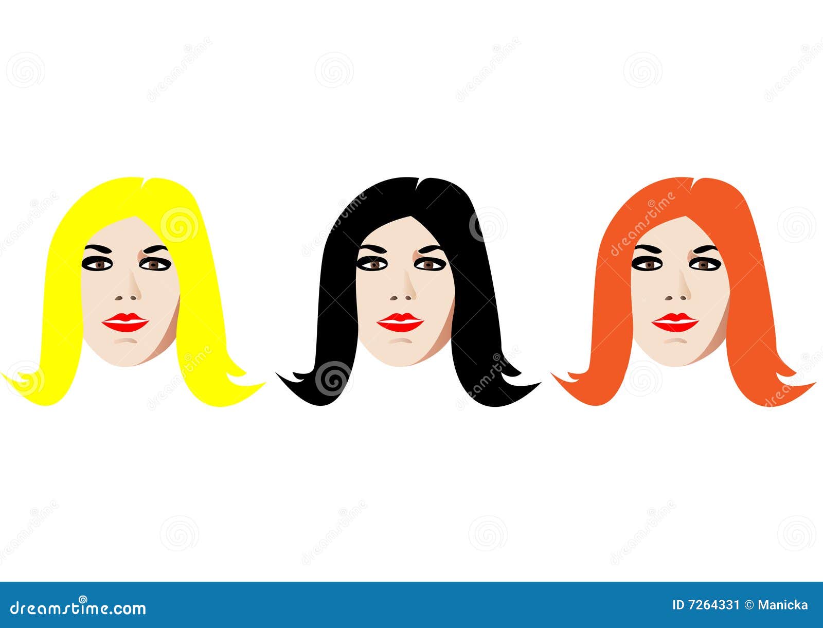 Three faces stock vector. Illustration of cool, model - 7264331