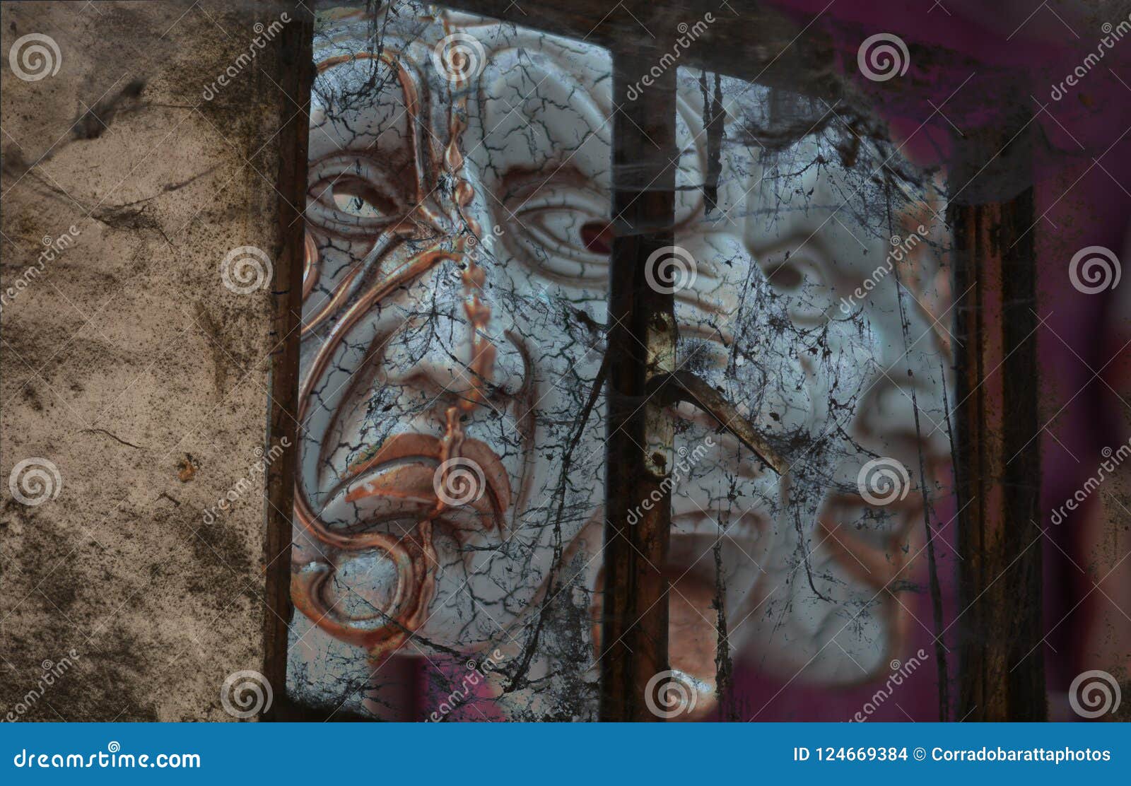 The Three Faces of Terror and Fear Stock Illustration - Illustration of ...