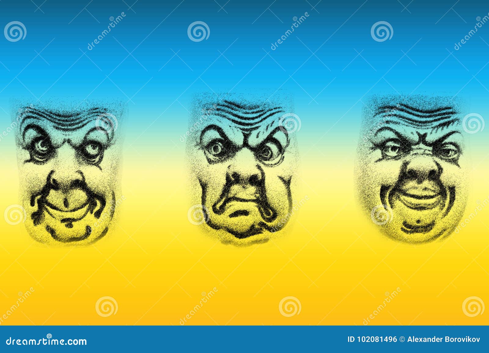 Three faces stock illustration. Illustration of concept - 102081496