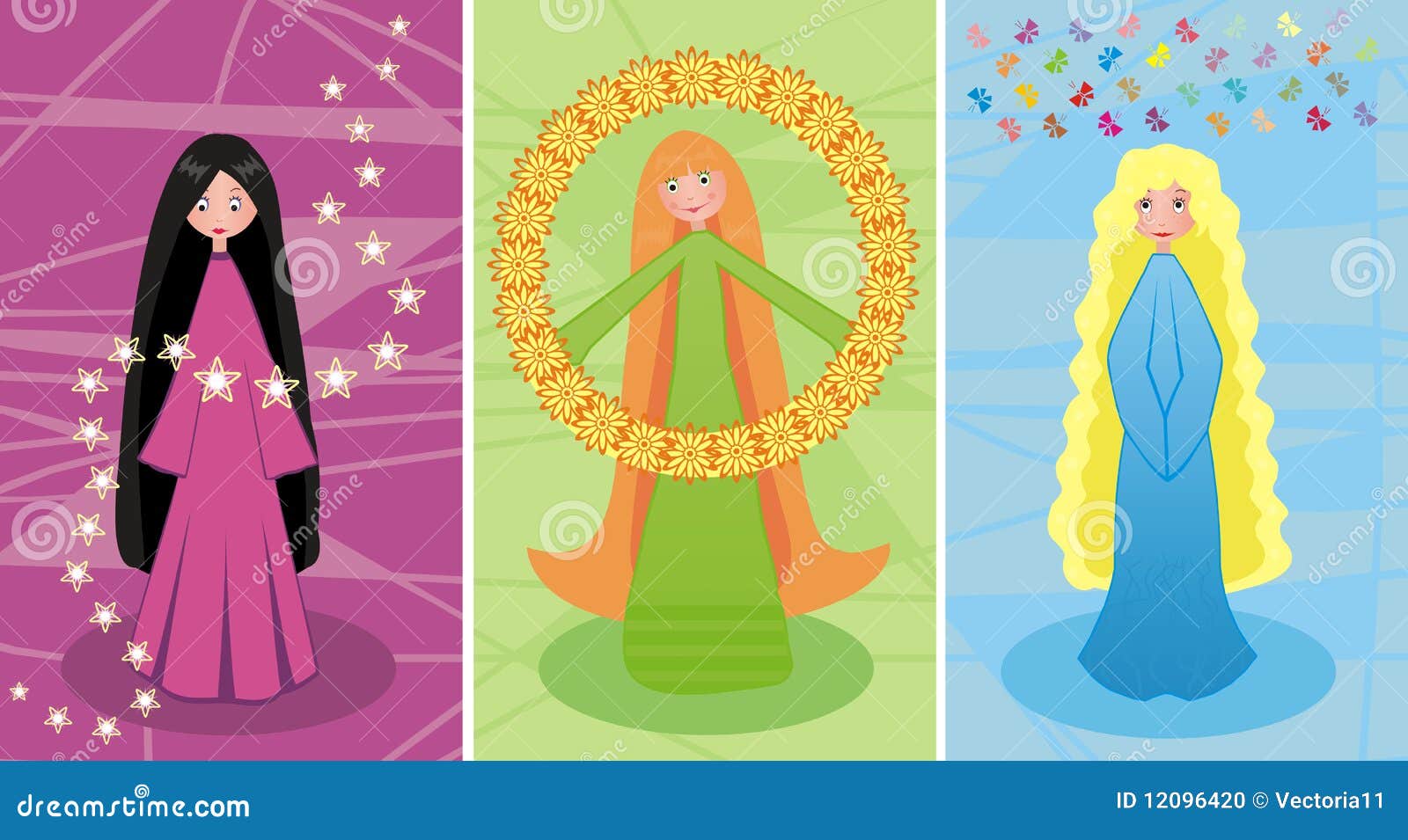 Three Fairies Connected among Themselves Stock Vector - Illustration of ...