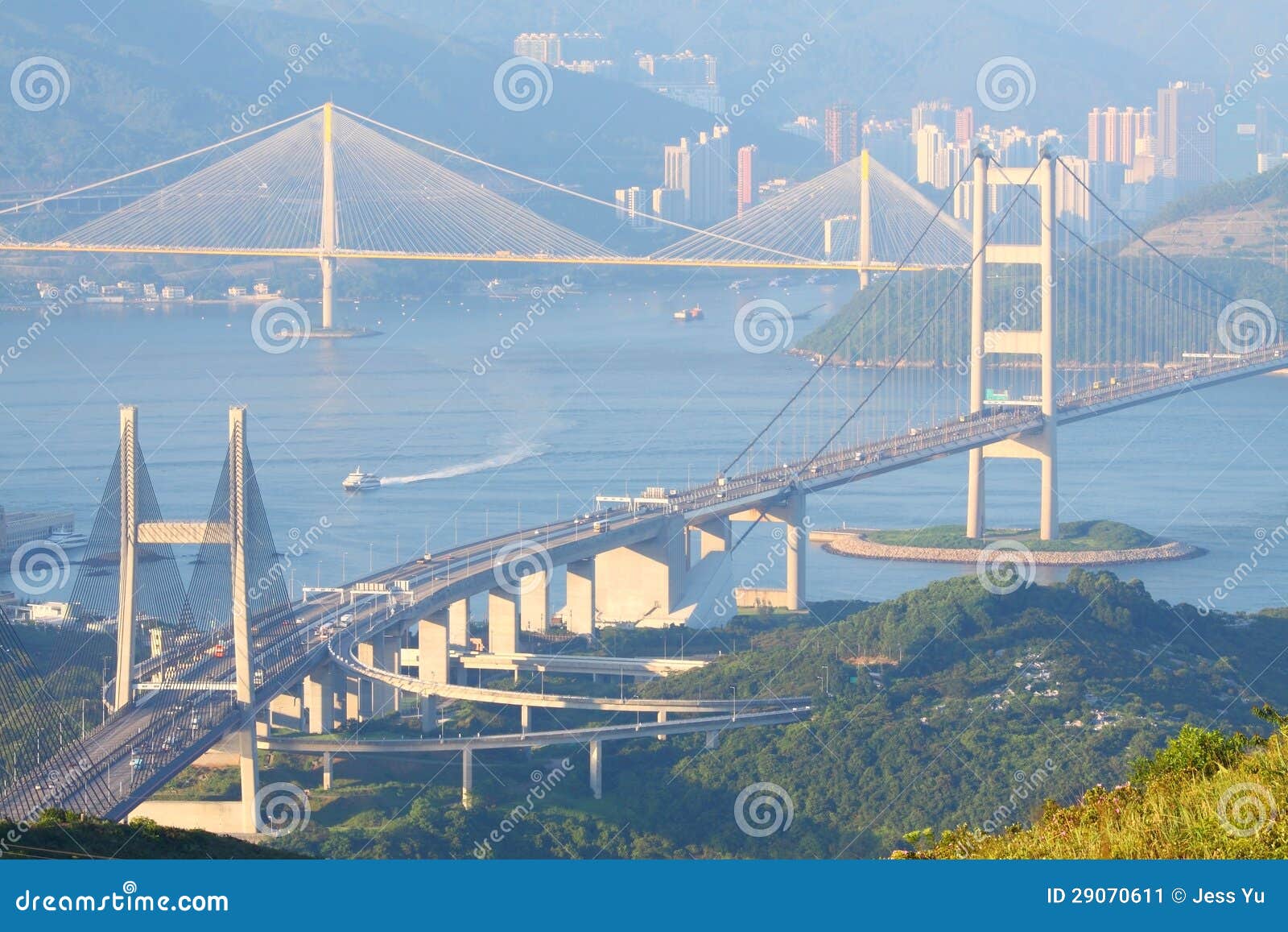 Three Famous Bridges in Hong Kong at Day Stock Image - Image of ...