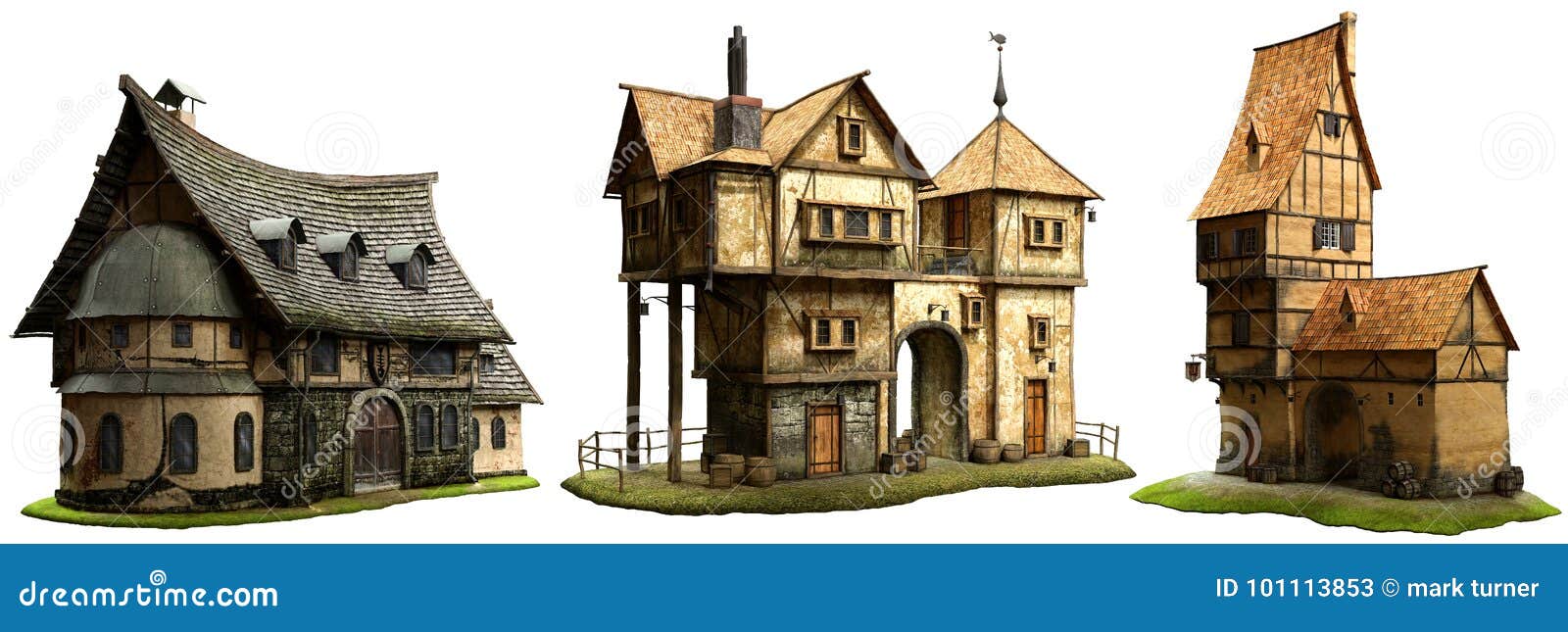 Fantasy Buildings 3D Illustration Stock Illustration - Illustration of ...