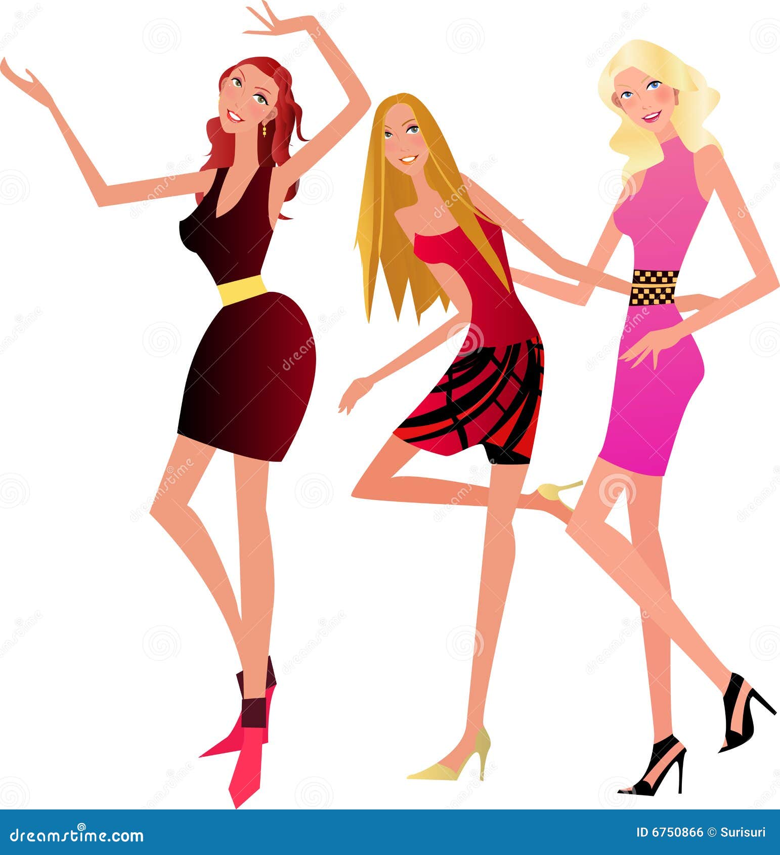 Three fashion girls stock vector. Illustration of hurry - 6750866
