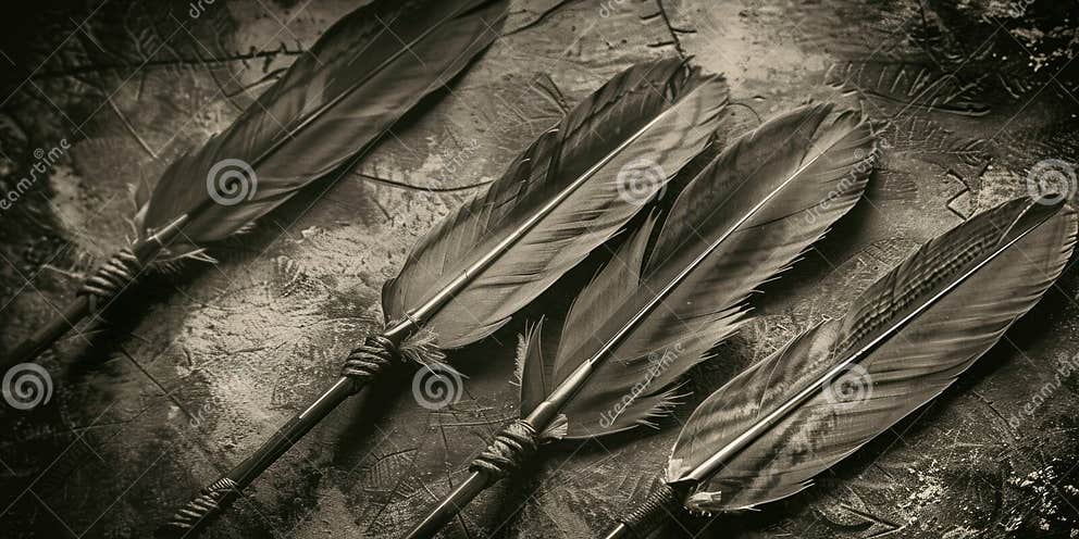 Three Feathers Arranged on a Table, Suitable for Various Concepts and ...