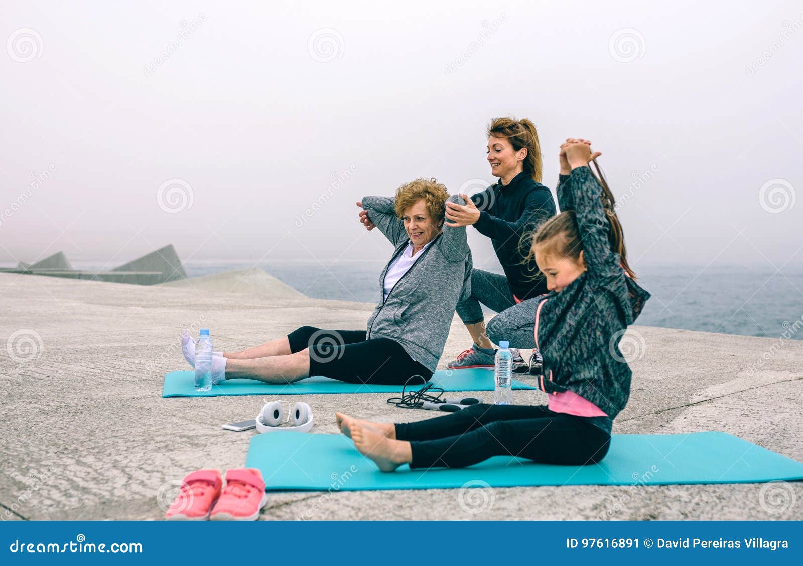 Three Female Generations Exercising Stock Image - Image of cheerful ...