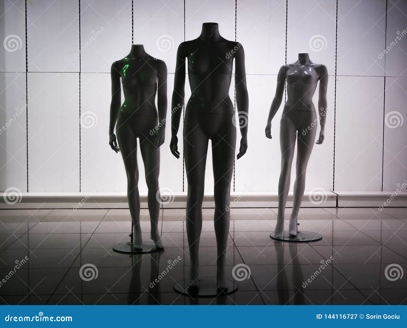 Three Female Plastic Fiber Mannequins 6 Stock Image - Image of slim ...