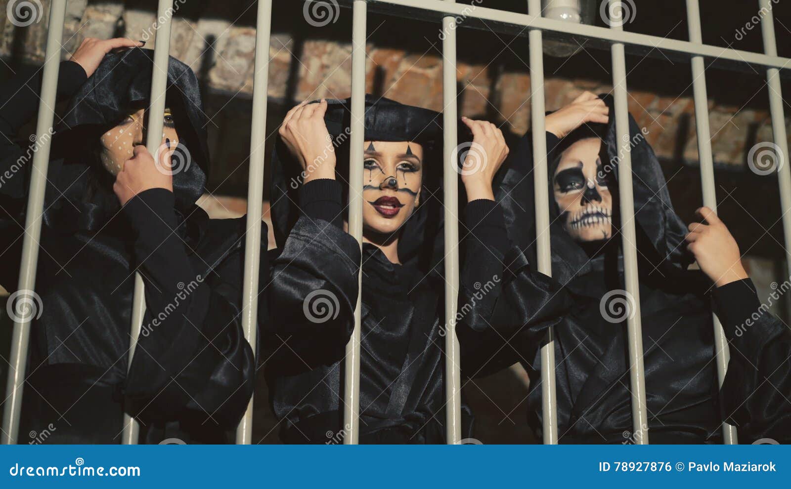 Three Female Vampires Posing and Flirting in the Lattices in 4K Stock ...