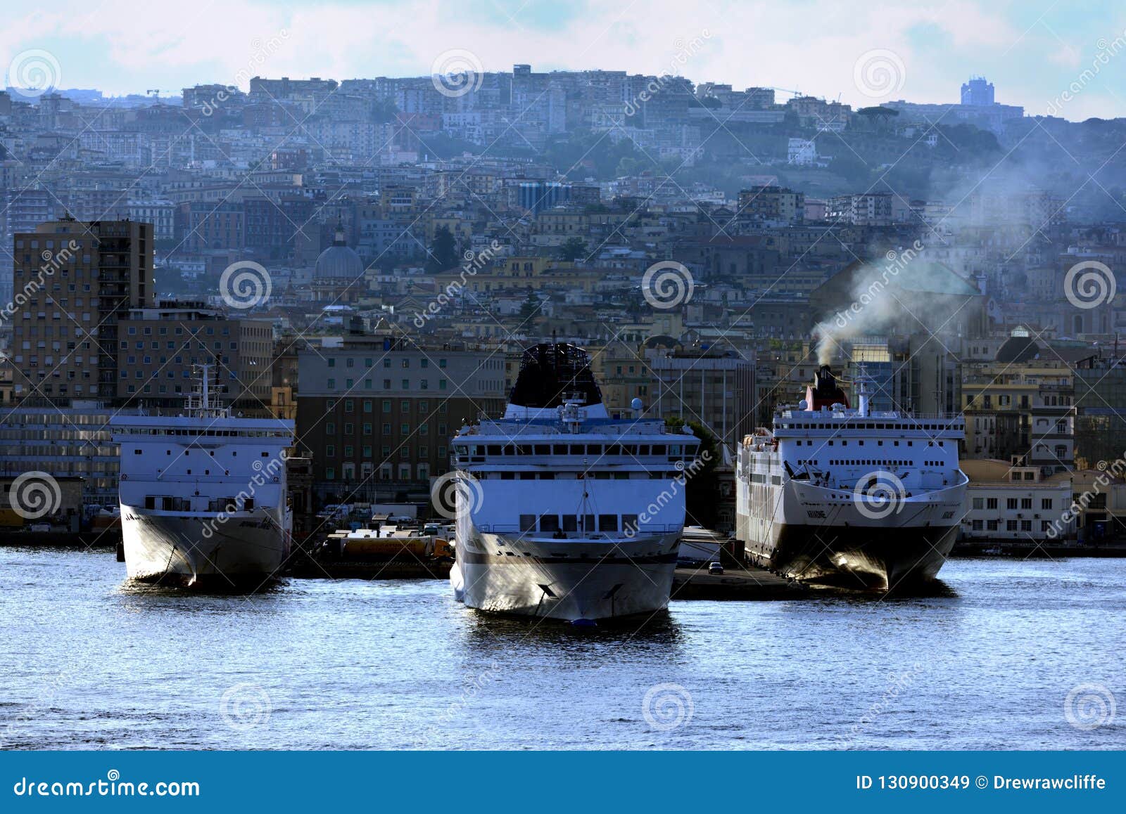 Three Ferries at Anchor in Naples Editorial Stock Image - Image of ...