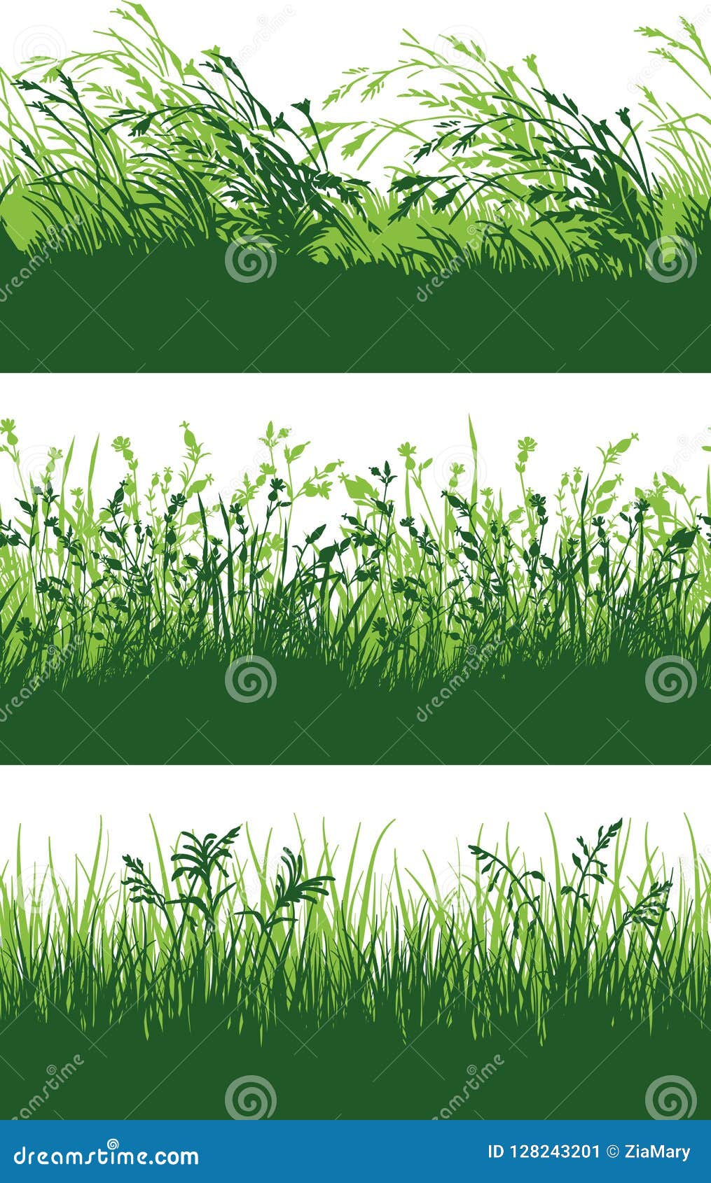 Green Blade Grass Meadow Border Wallpaper Stock Vector - Illustration ...