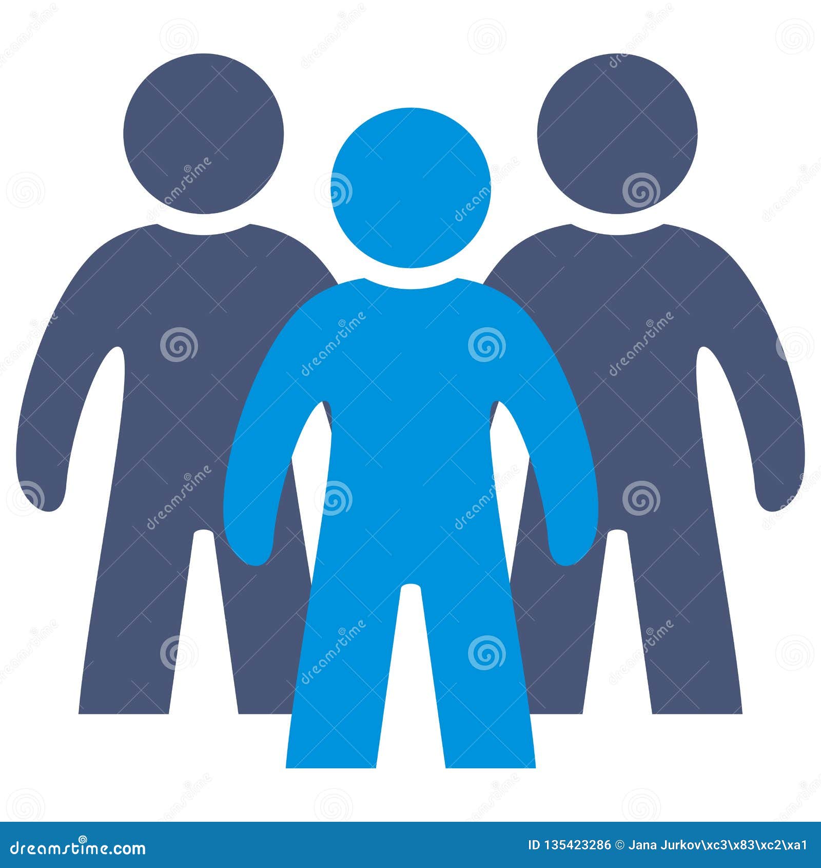 Three Figures, Blue Silhouette of People, Vector Icon Stock Vector ...