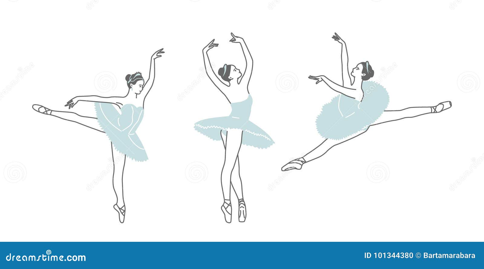 Three Figures of Dancing Ballerinas. Stock Vector - Illustration of ...