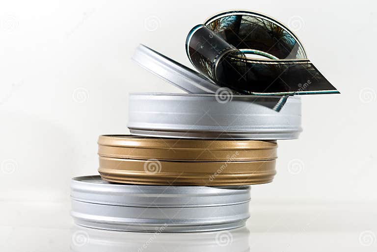 Three film cans stock image. Image of studio, container - 25566623