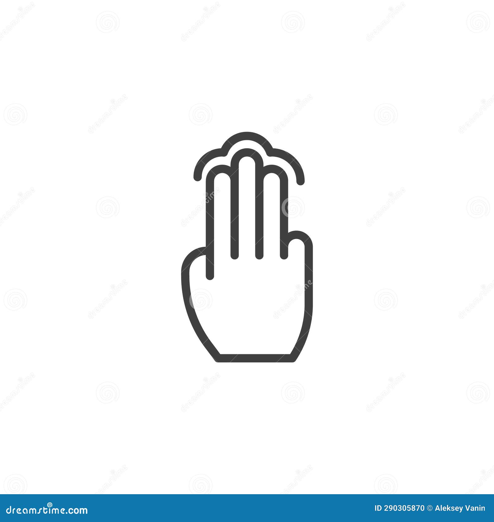 Three Finger Tap Gesture Line Icon Stock Illustration - Illustration of ...