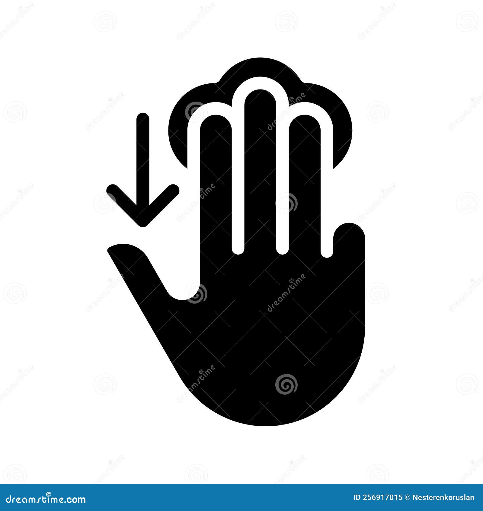 Three Finger Touch Downwards Black Glyph Icon Stock Vector ... Three Finger Touch Downwards Black Glyph Icon Stock Vector ...