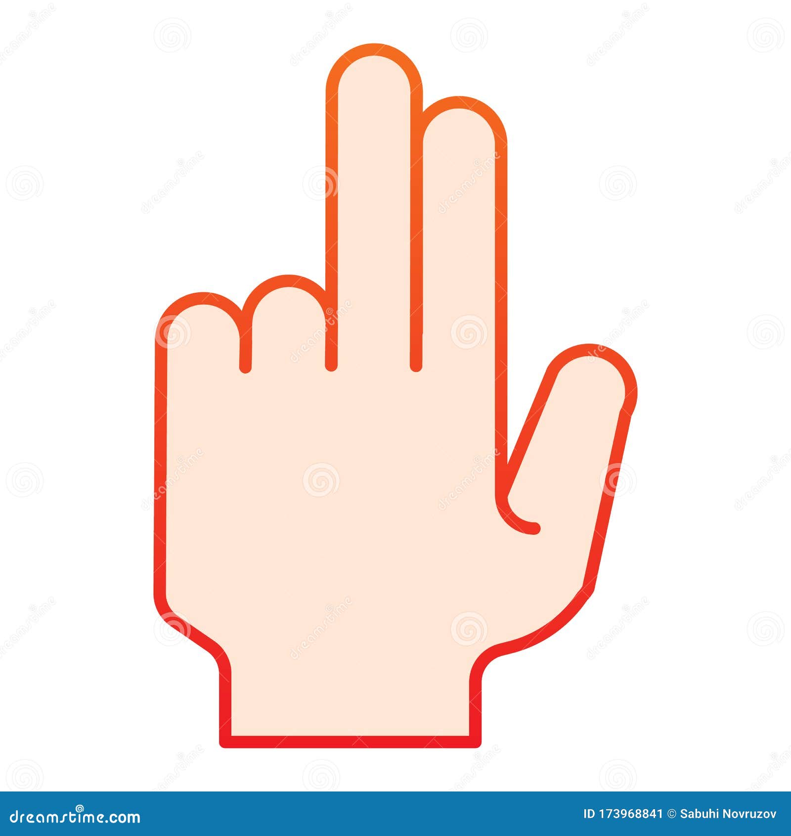 Three Fingers Flat Icon. Arm Gesture Vector Illustration Isolated on ...