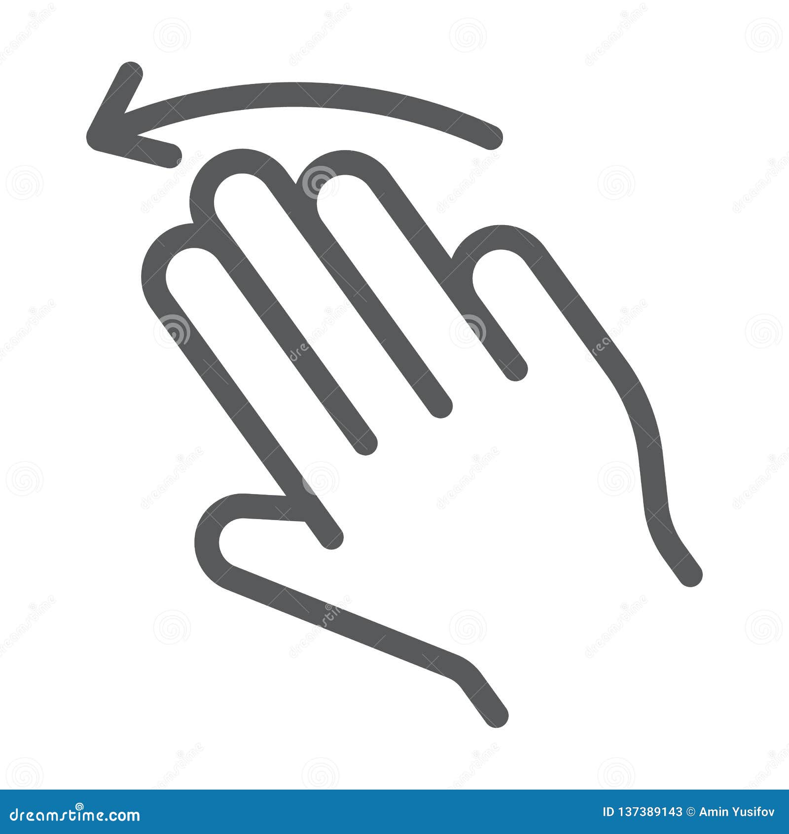 Three Fingers Flick Left Line Icon, Gesture and Hand, Click Sign ...