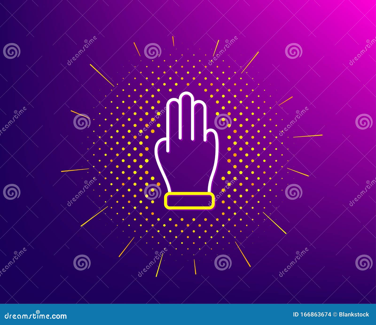 Three Fingers Hand Line Icon. Click Palm Sign. Vector Stock Vector ...