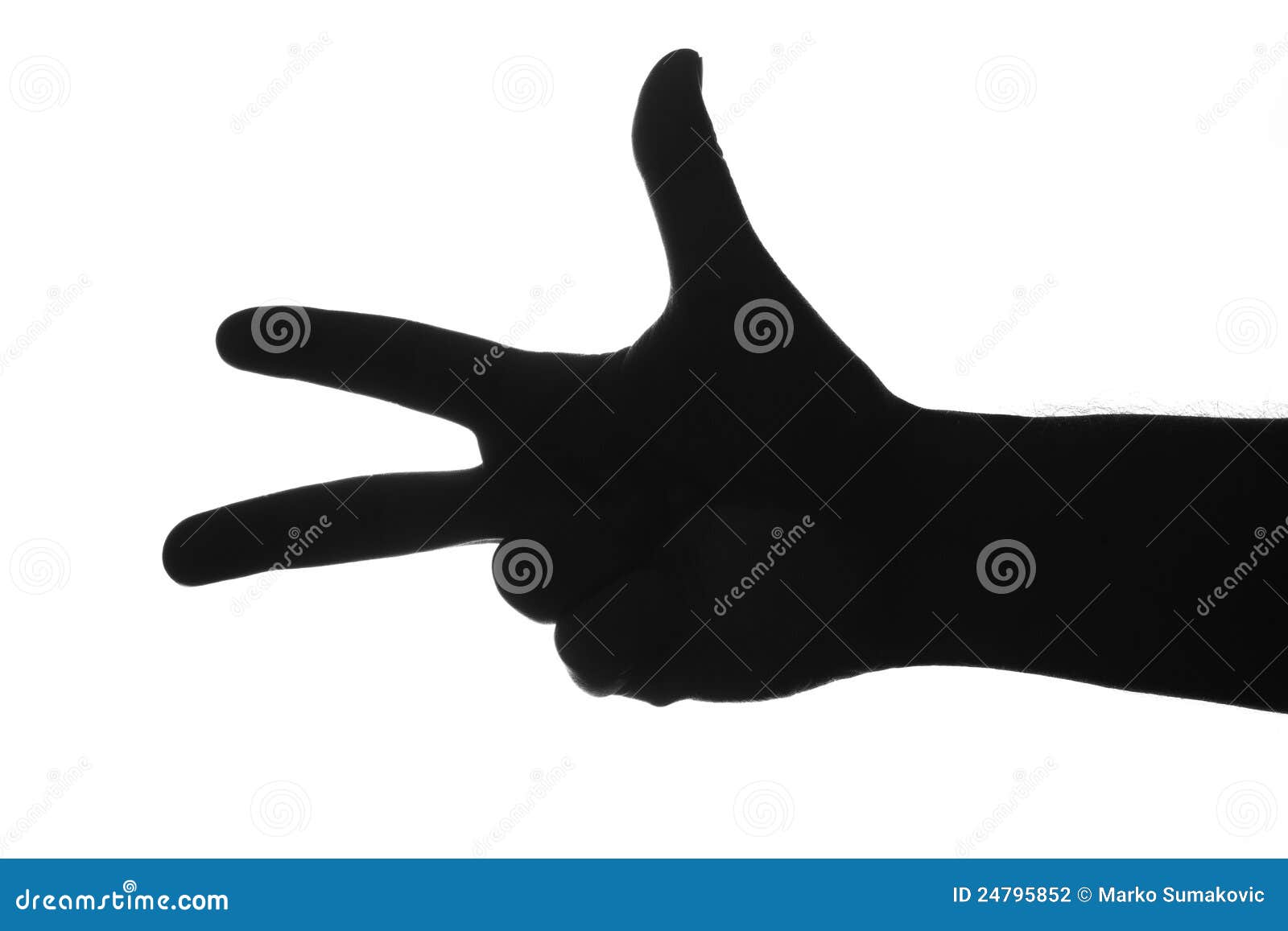 Three fingers silhouette stock photo. Image of black - 24795852