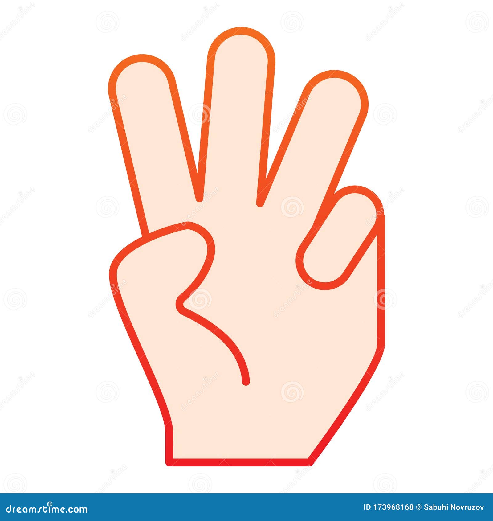 Three Fingers Up Flat Icon. Number Three Vector Illustration Isolated ...