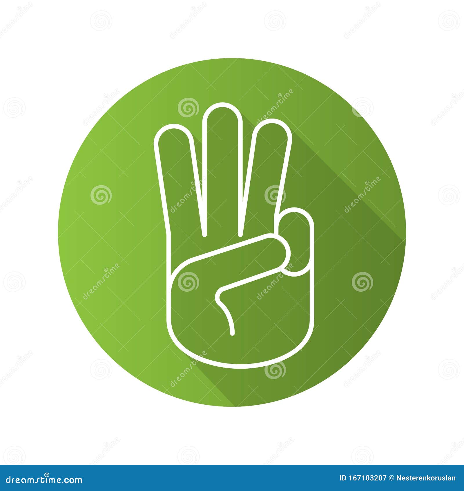 Three Fingers Up Flat Linear Long Shadow Icon Stock Vector ... Three Fingers Up Flat Linear Long Shadow Icon Stock Vector ...