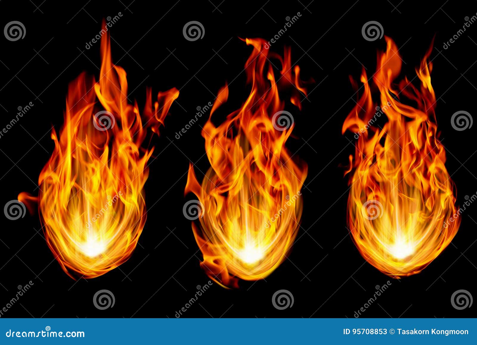 Three Fire Balls Isolated on Black Stock Illustration - Illustration of ...
