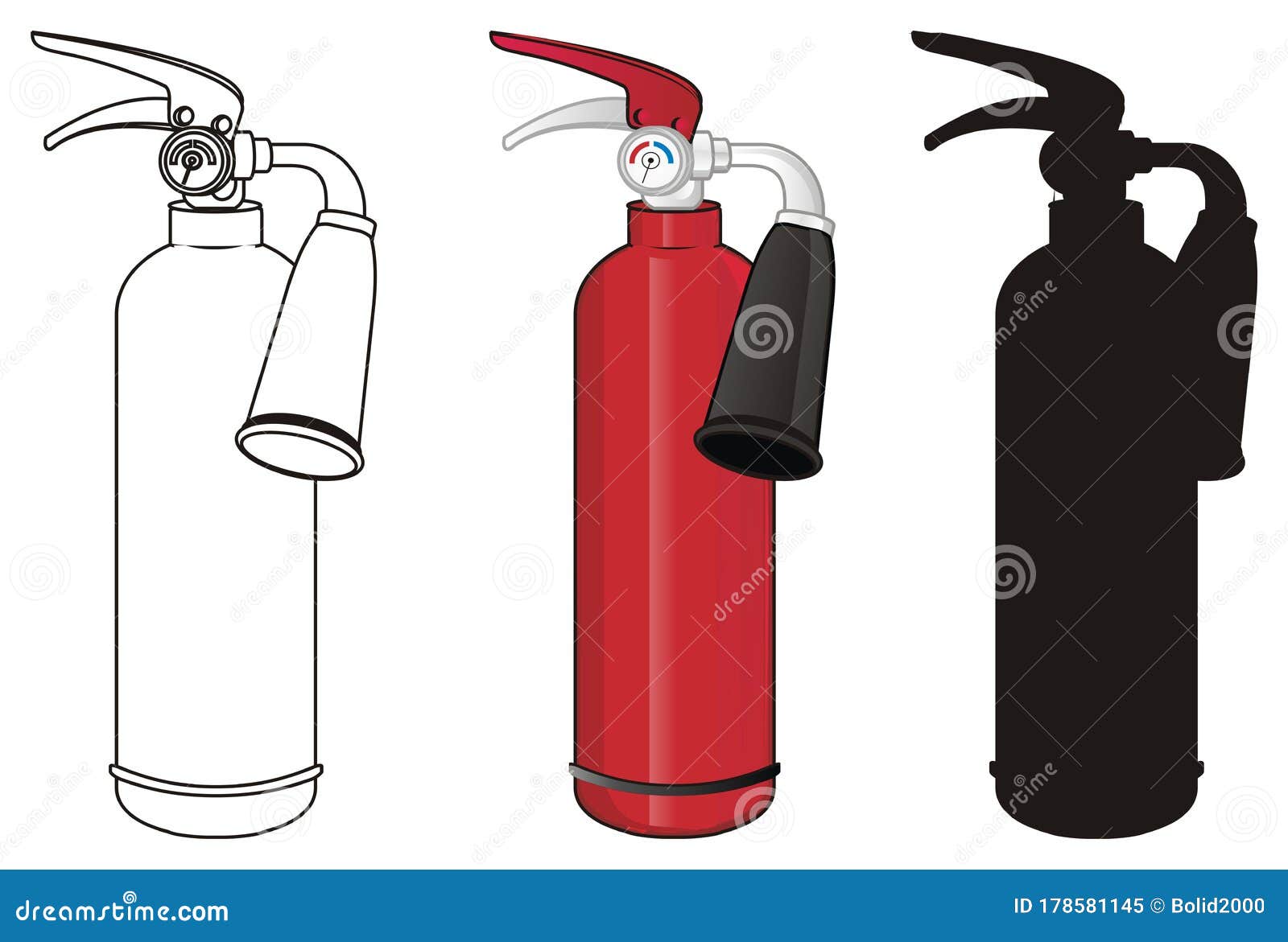 Three fire extinguishers stock illustration. Illustration of heat ...
