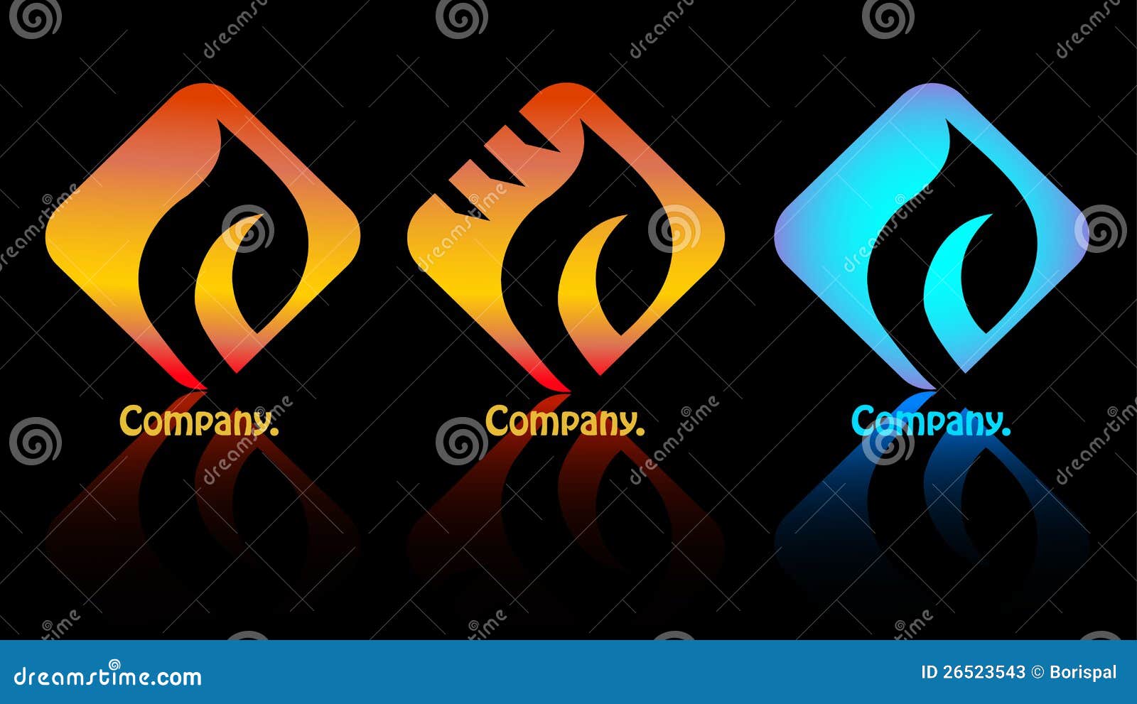 Three fire logo company. stock vector. Illustration of brand - 26523543