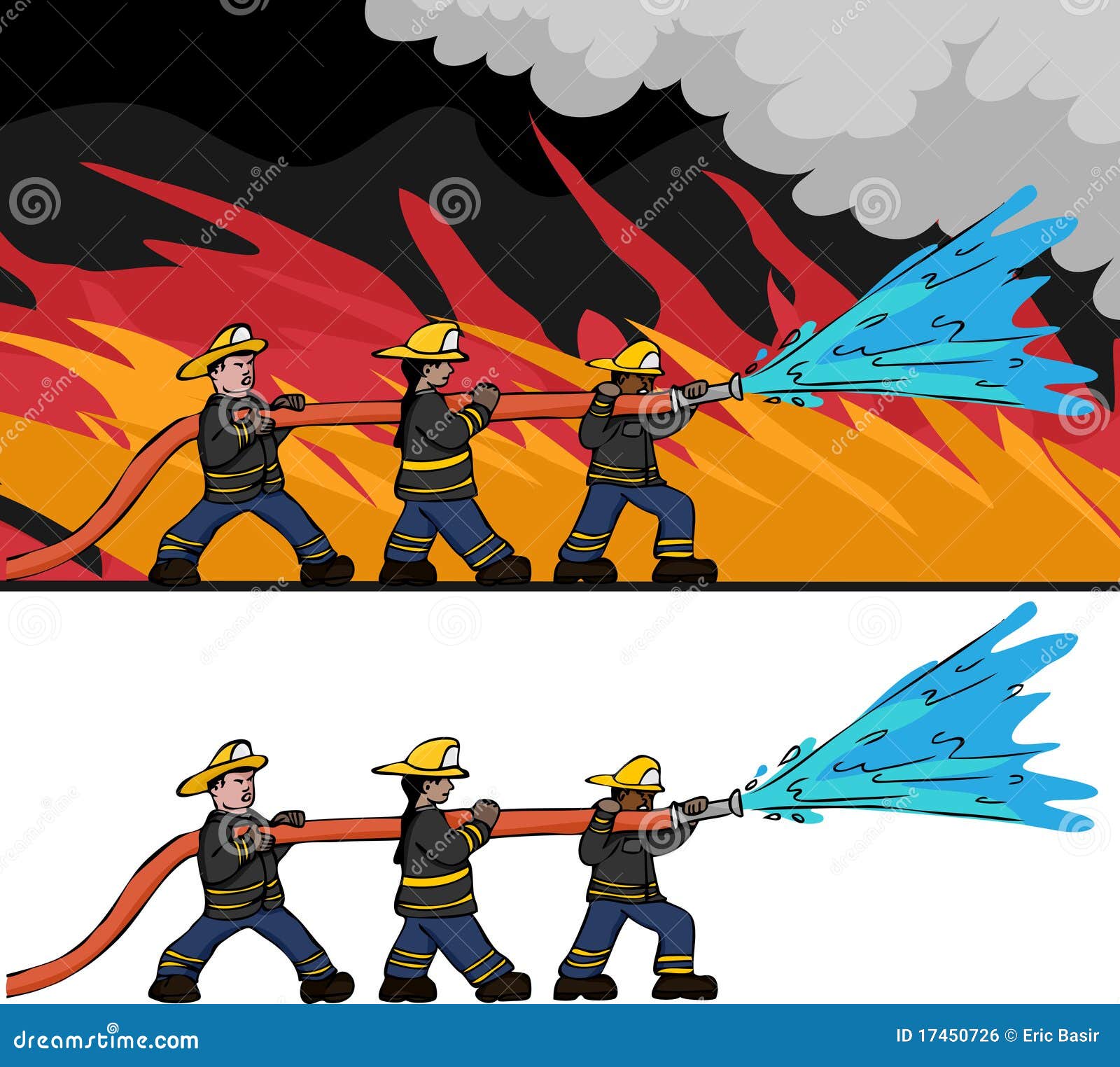 Three Firefighters stock vector. Illustration of hero - 17450726