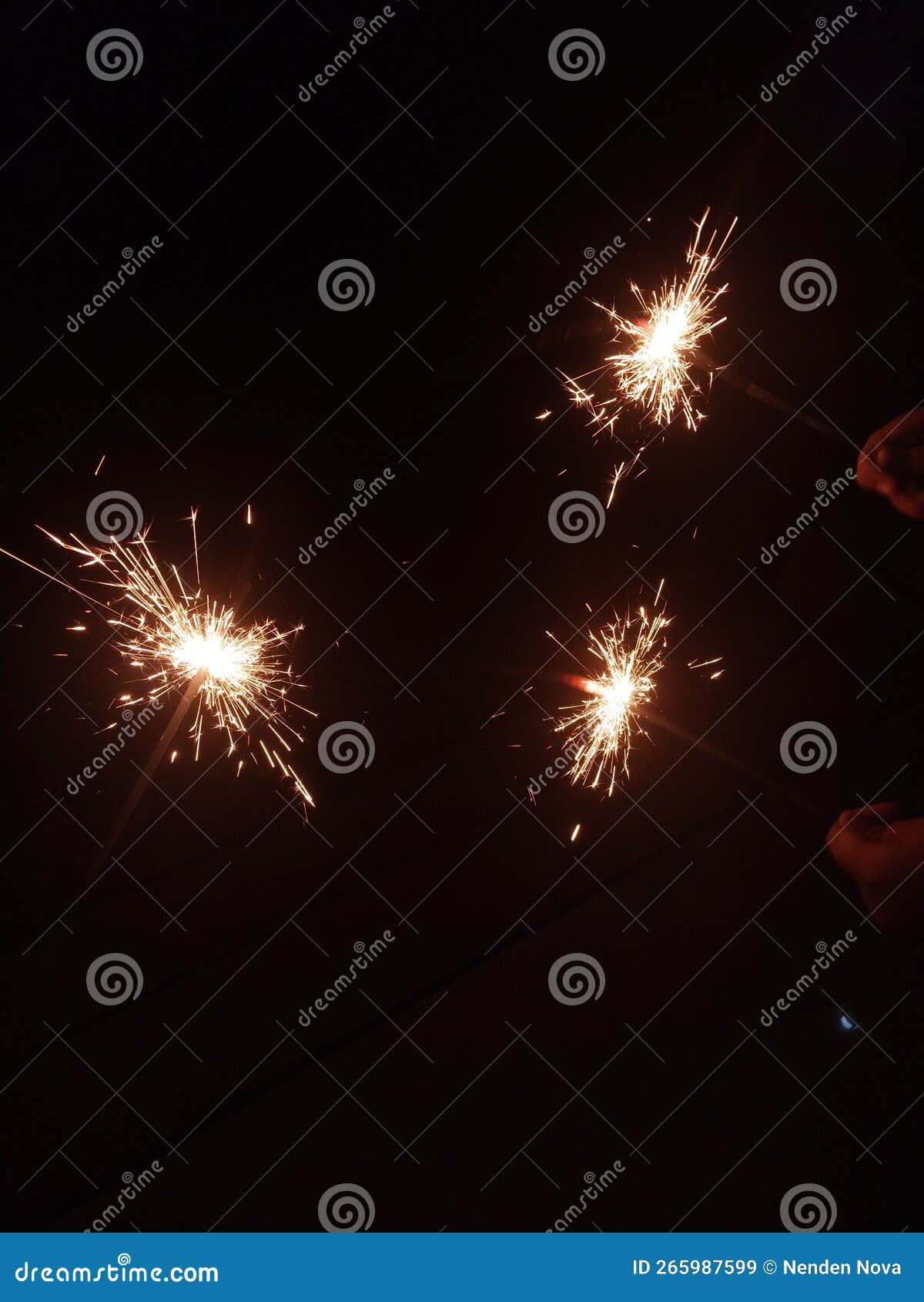 Three Fireworks Celebrating New Years Eve Stock Image - Image of ...