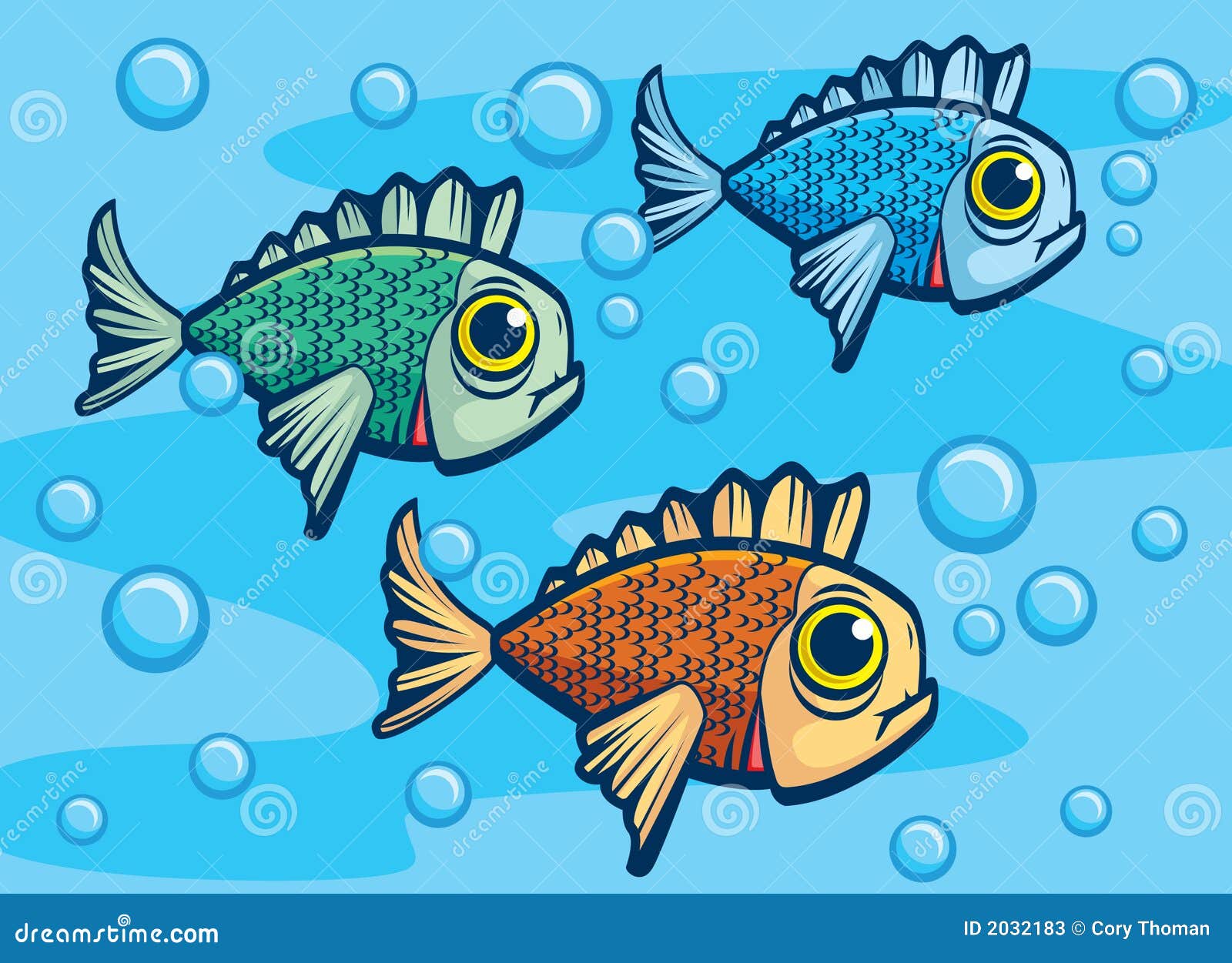 Three Fish stock vector. Illustration of water, cartoon - 2032183