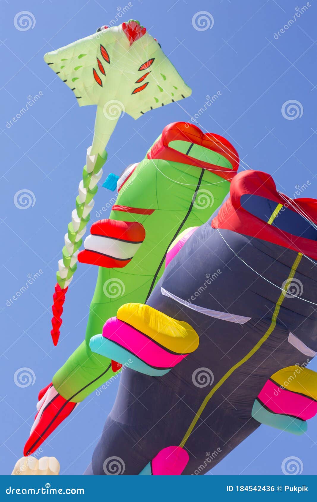 The three fish kites. stock photo. Image of fish, light - 184542436
