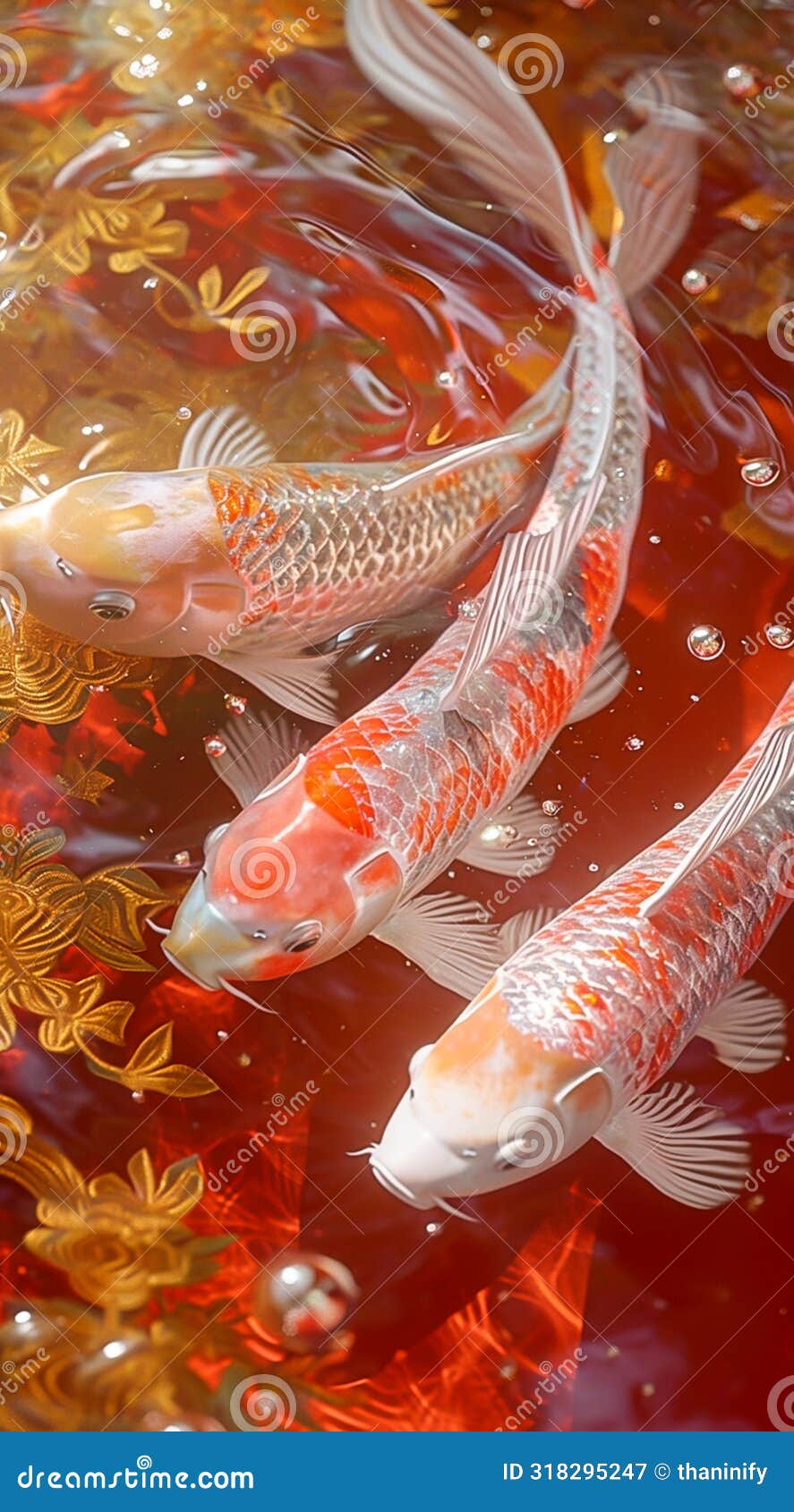 Three Fish Swimming in a Pond of Water Stock Illustration ...