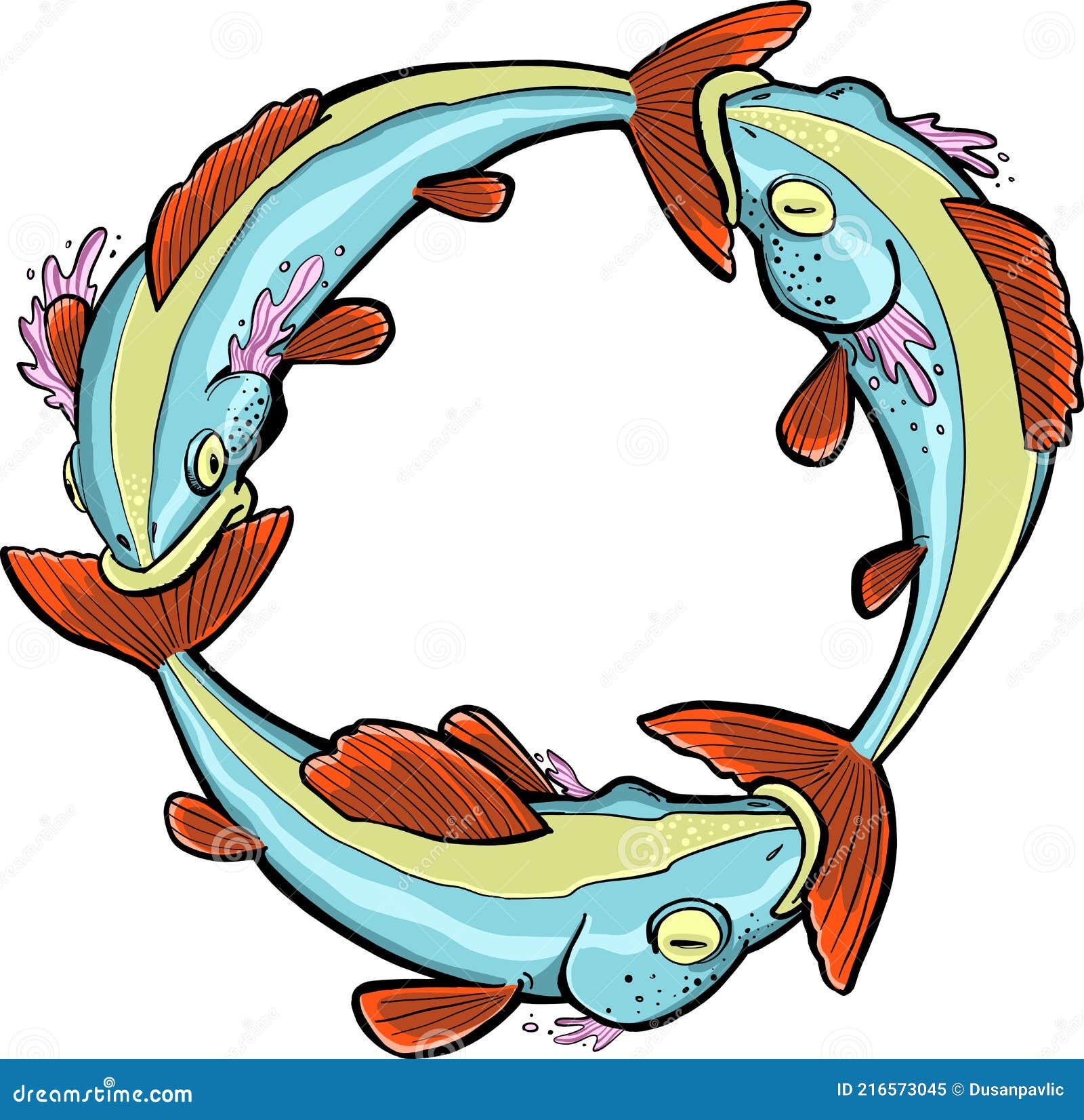 Three fishes in circle stock vector. Illustration of graffiti - 216573045