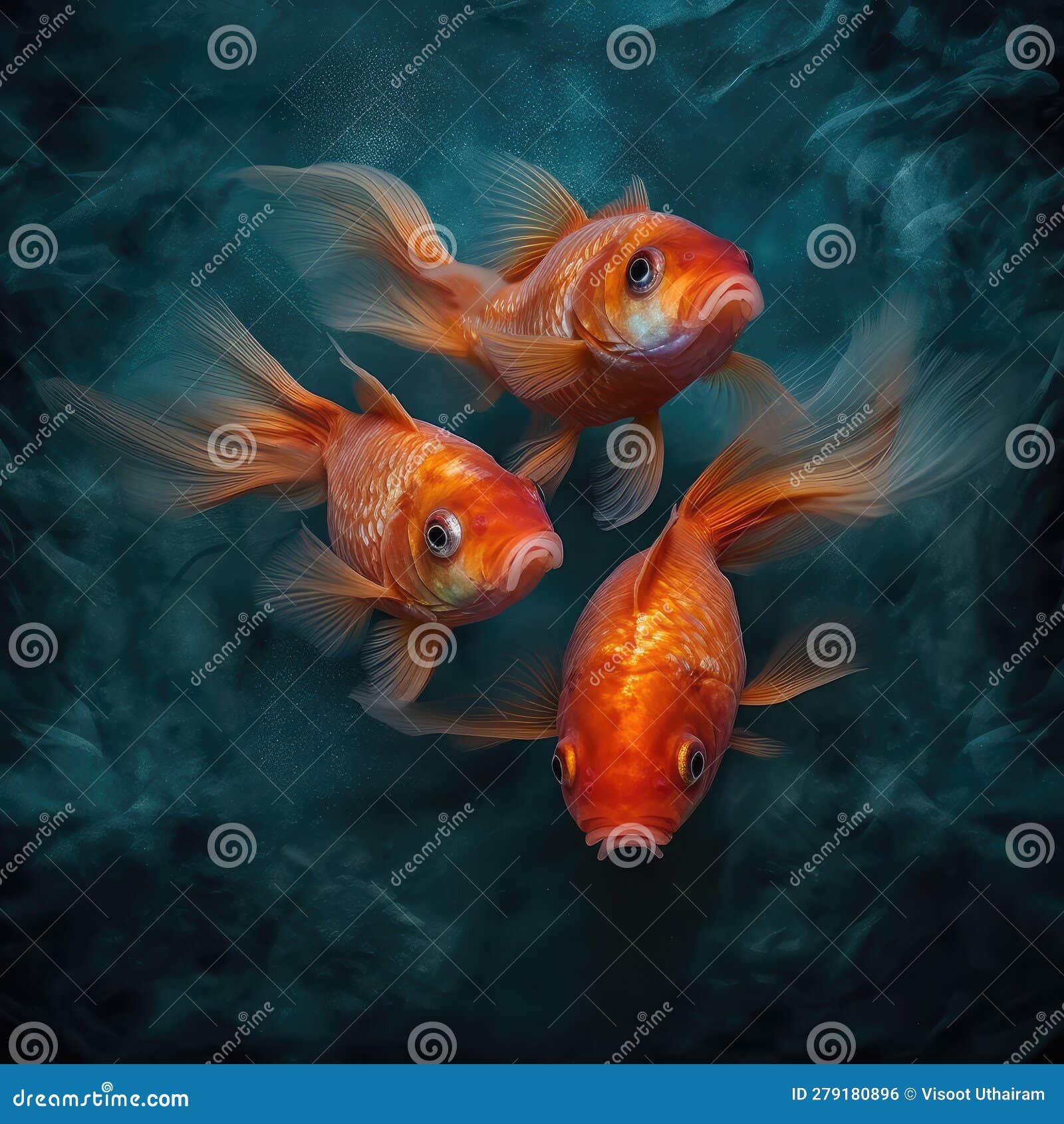 Three Fishes Swimming in the Ocean, AI Generated Stock Illustration ...