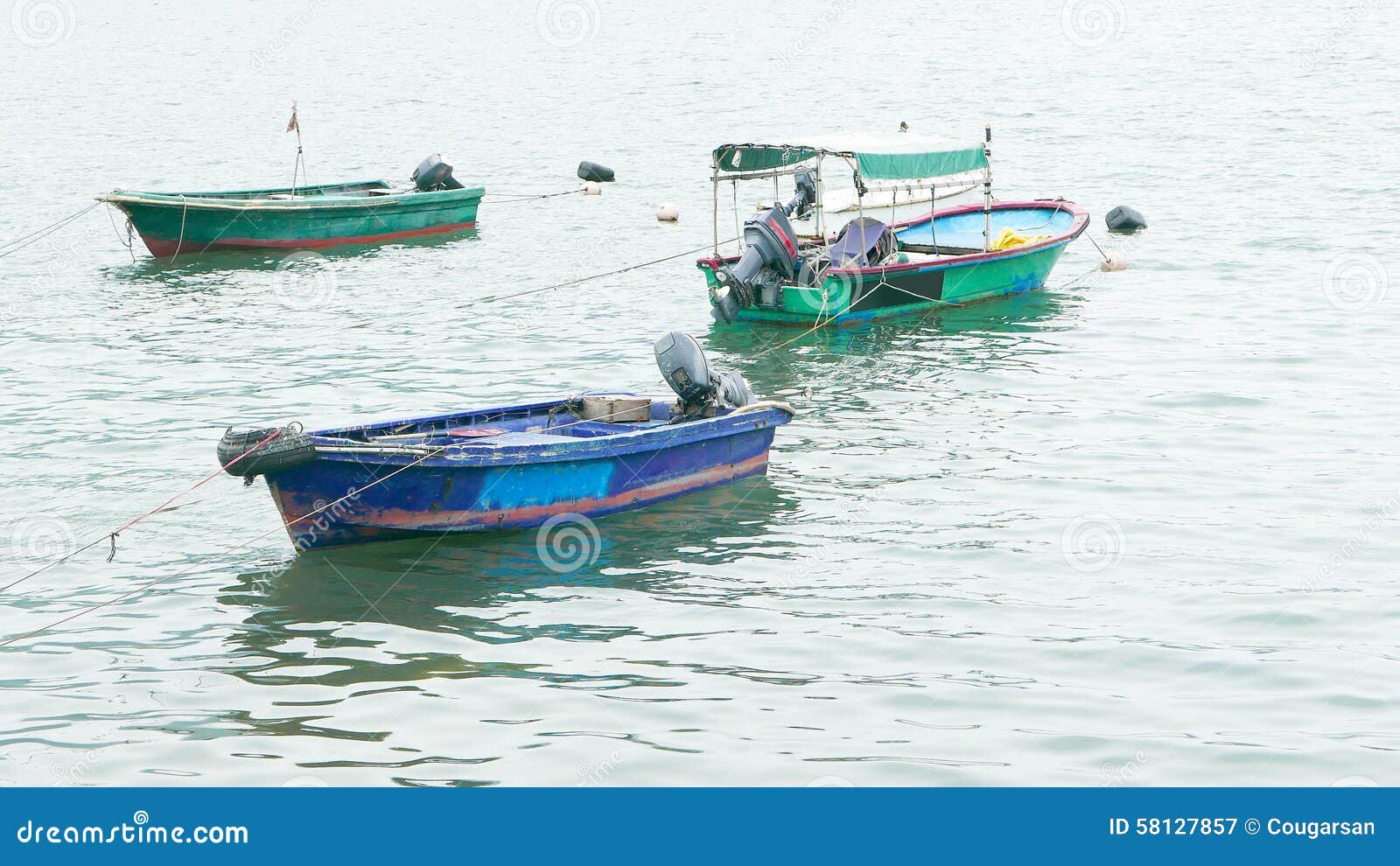 Three Fishing Boats On Shore Caribbean Sea Royalty-Free Stock Photo ...
