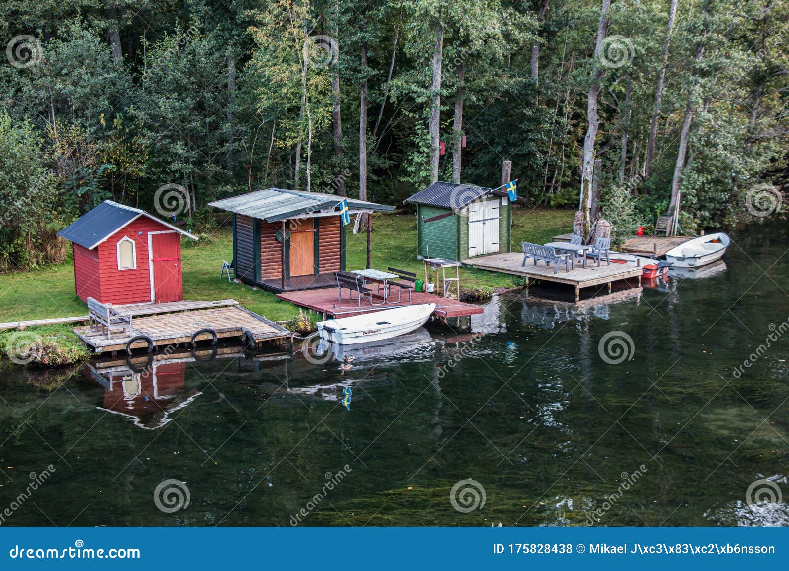 Three Fishing Huts with Wooden Deck Editorial Stock Photo - Image of ...