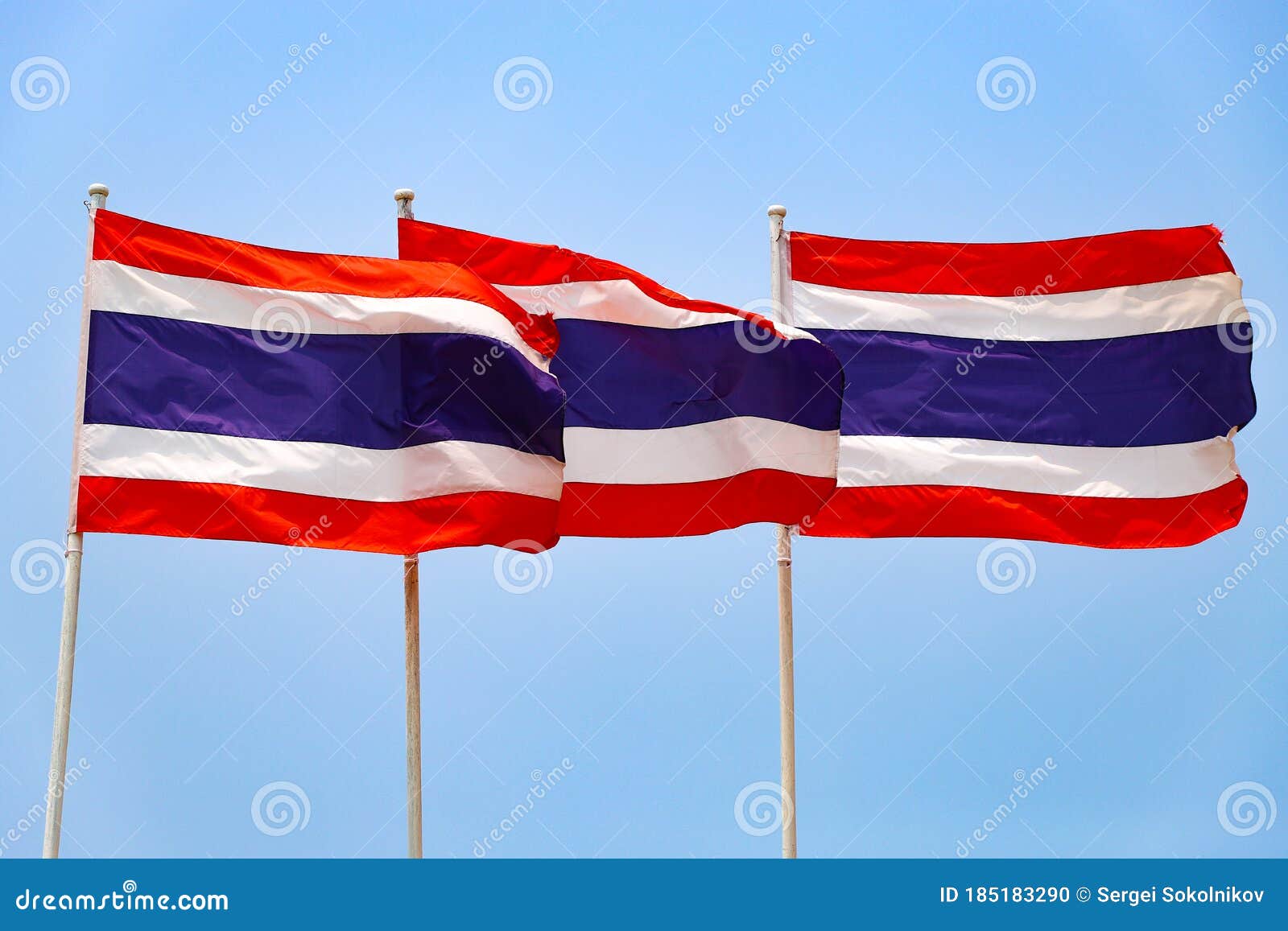 Flag Of Thailand. Fabric Texture Of The Flag Of Thailand Royalty-Free ...