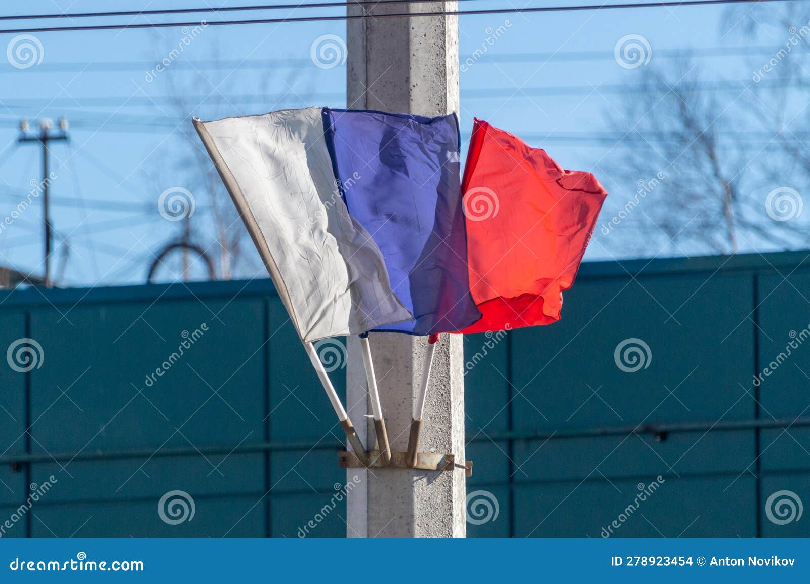 Three Flags: White, Blue, Red Stock Photo - Image of modern, backdrop ...