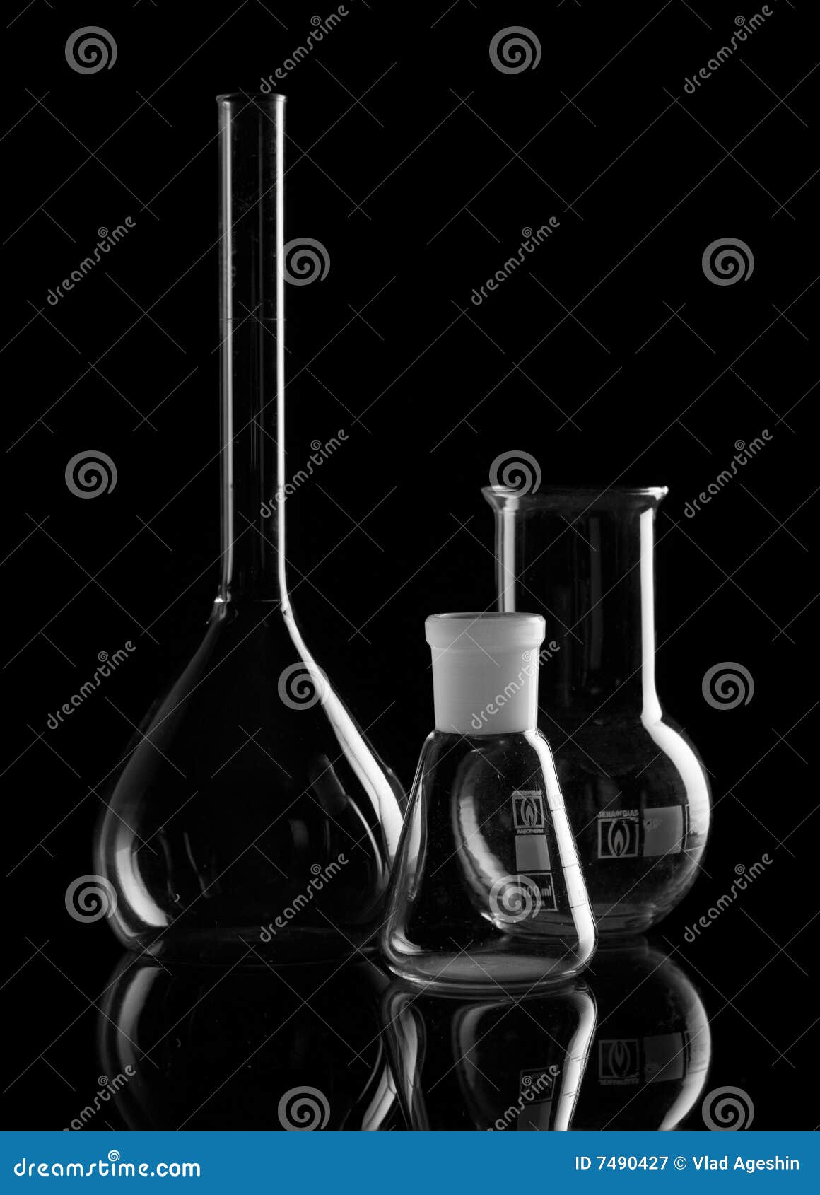 Three flasks stock image. Image of beaker, transparent - 7490427