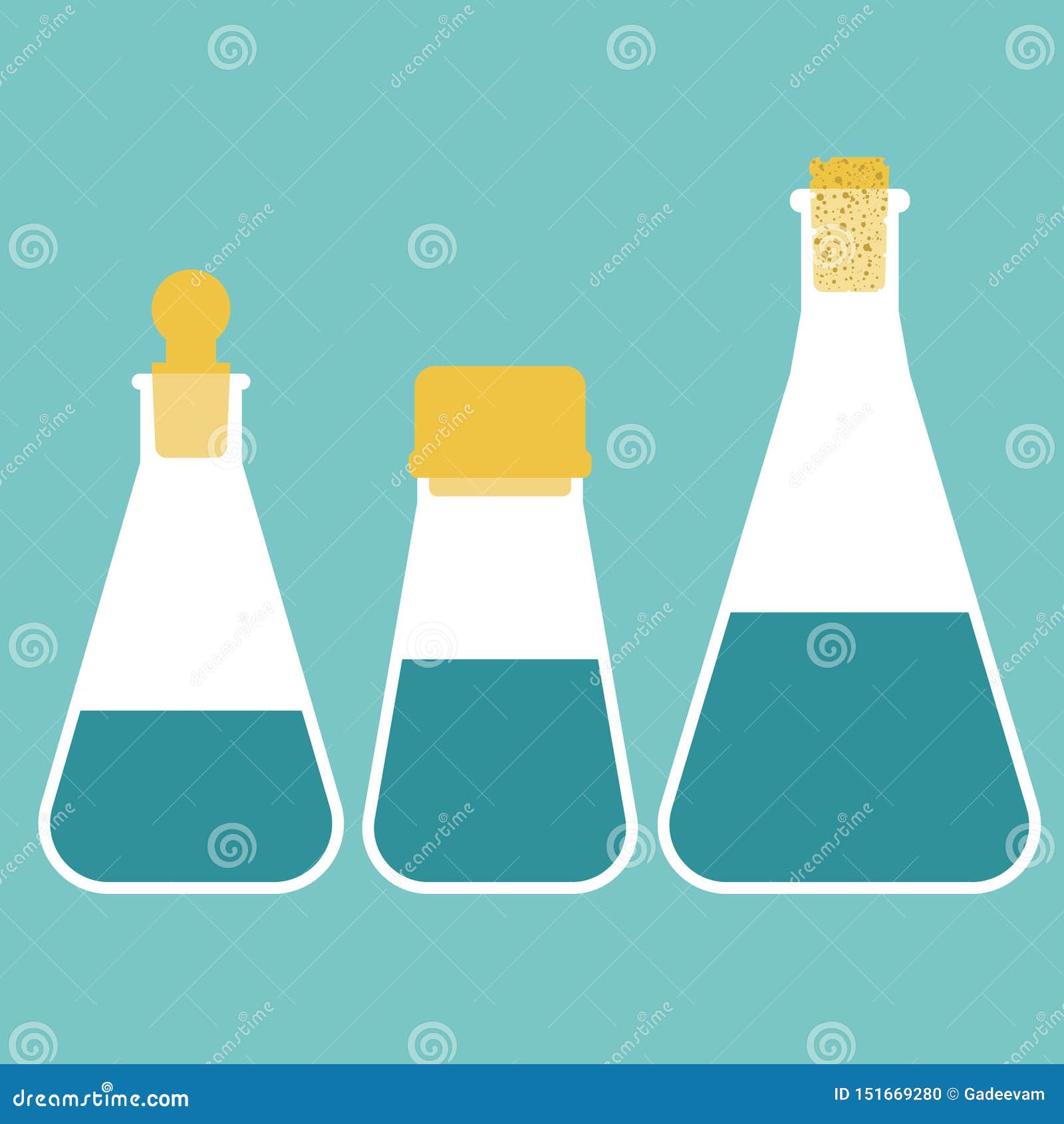 Three Flasks of Different Volume. Stock Vector - Illustration of ...