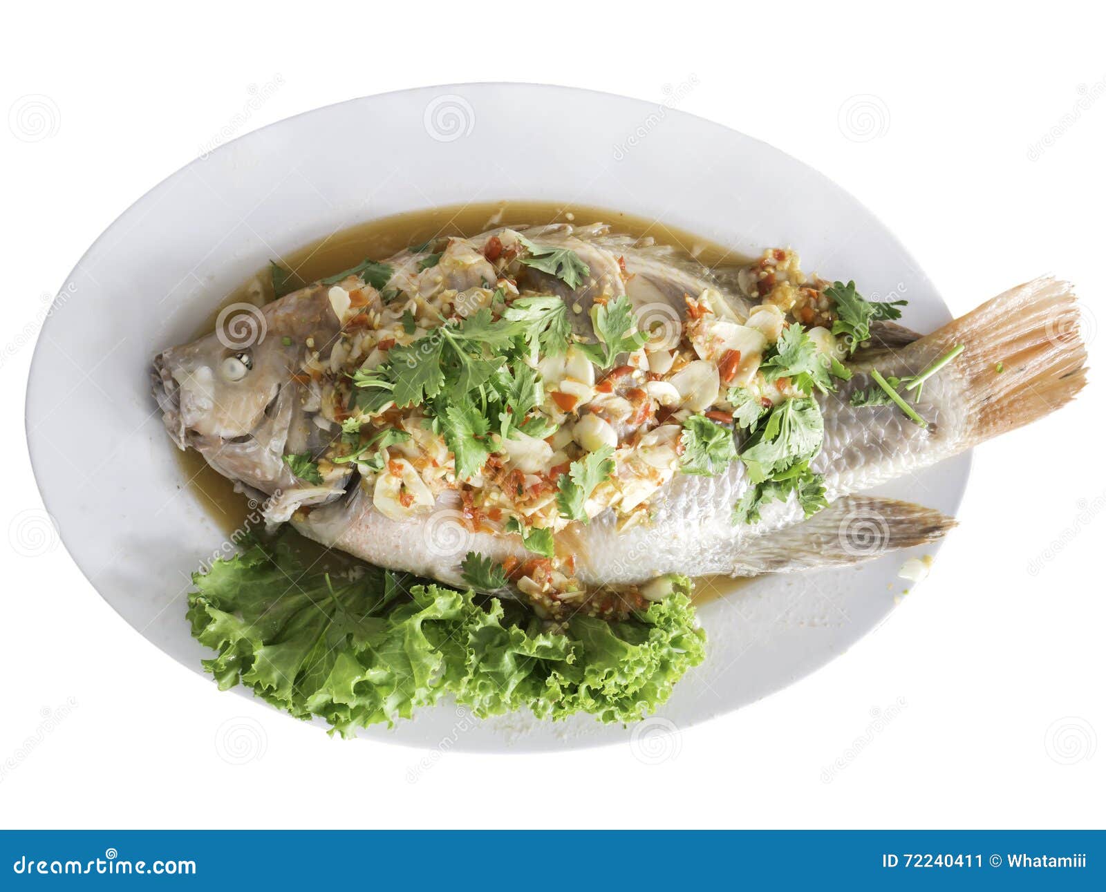 Three Flavor Red Tilapia,thai Food Stock Image - Image of healthy ...