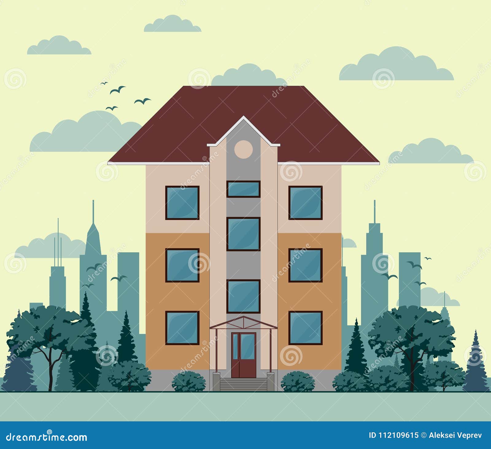 Three Floor House Isometric 3D Icon Cartoon Vector | CartoonDealer.com ...
