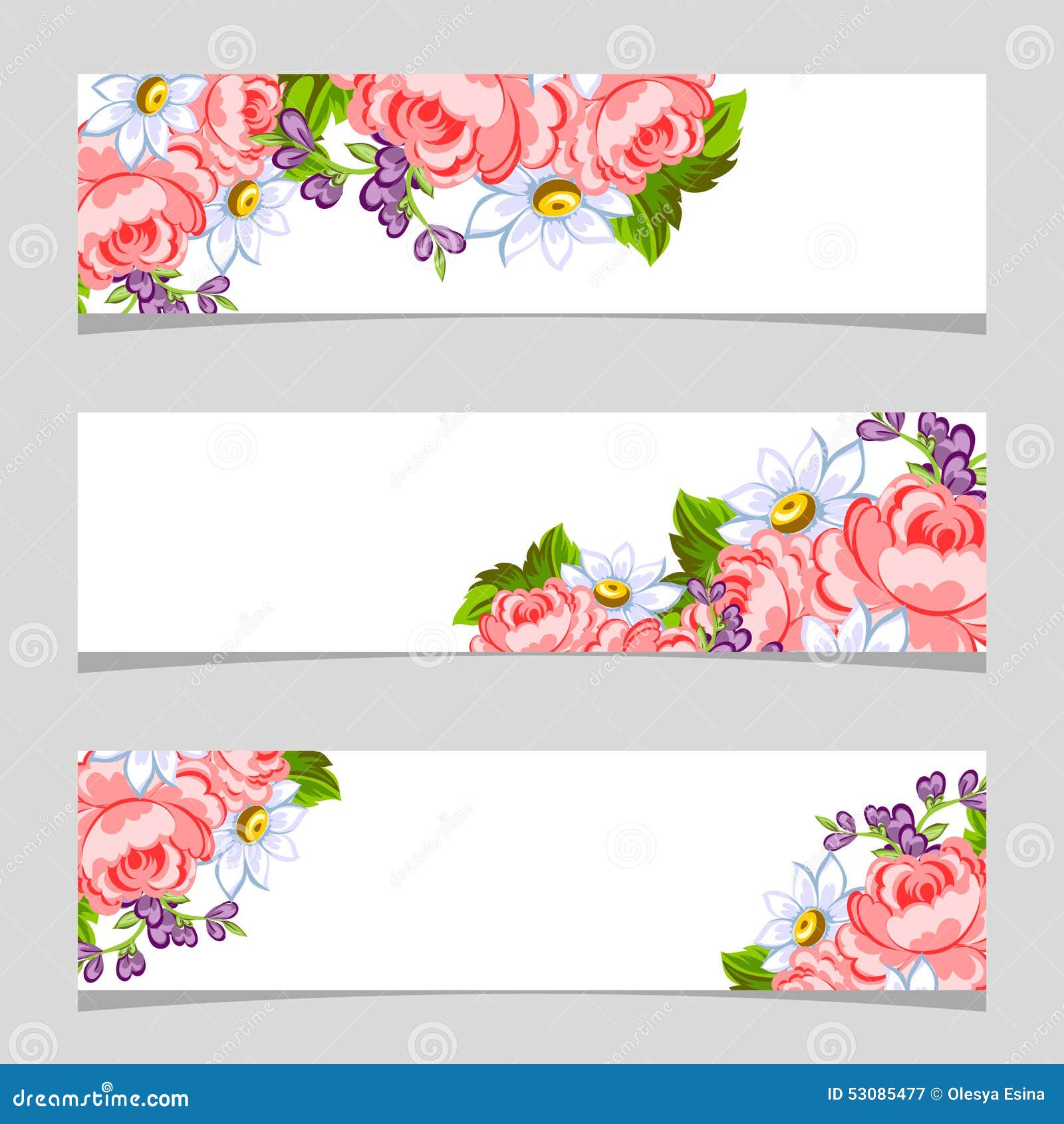 Set Of Banners With 3d Flower Chamomile Cartoon Vector | CartoonDealer ...
