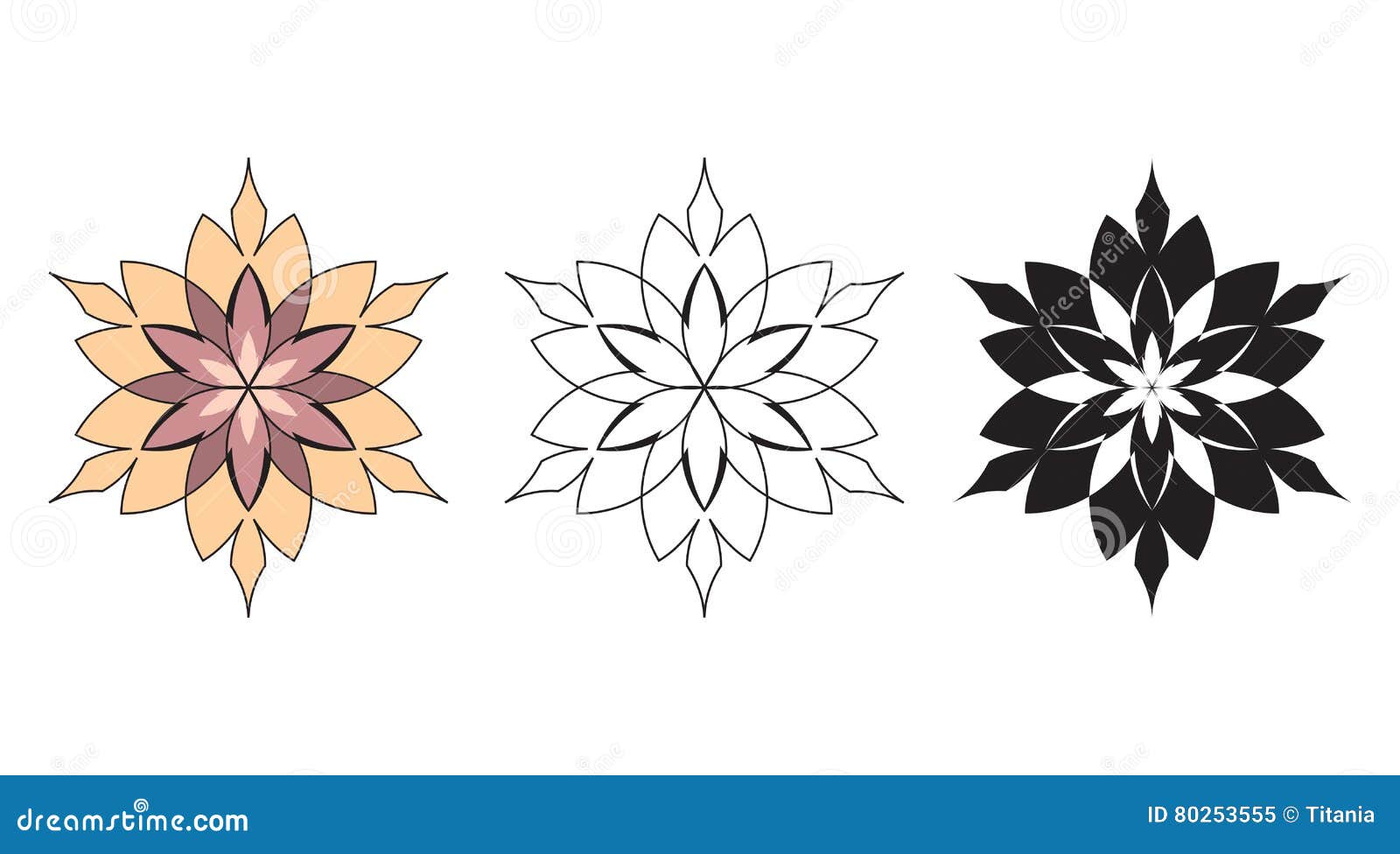 Three floral flowers stock vector. Illustration of scroll - 80253555