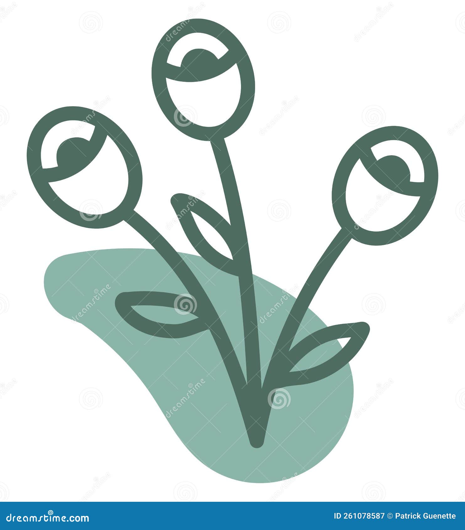 Three flowers, icon stock vector. Illustration of realistic - 261078587