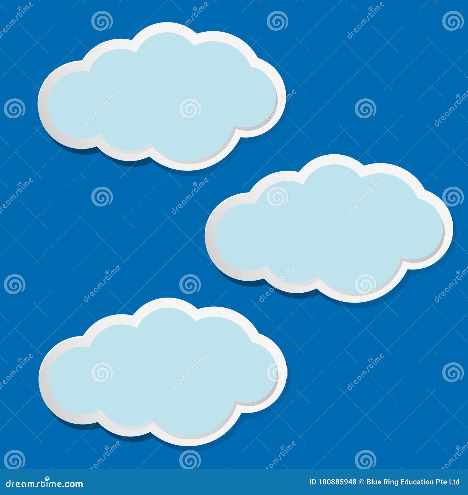 Three Fluffy Clouds on Blue Sky Stock Vector - Illustration of effect ...