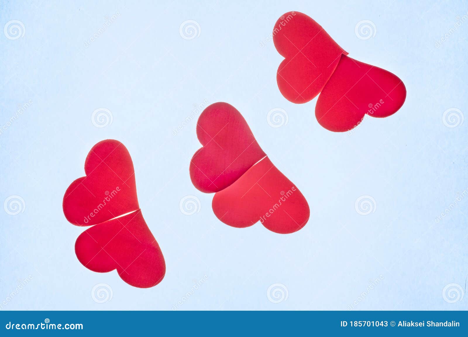 Three Flying Butterflies are Made Up of Six Red Hearts. Stock Image ...