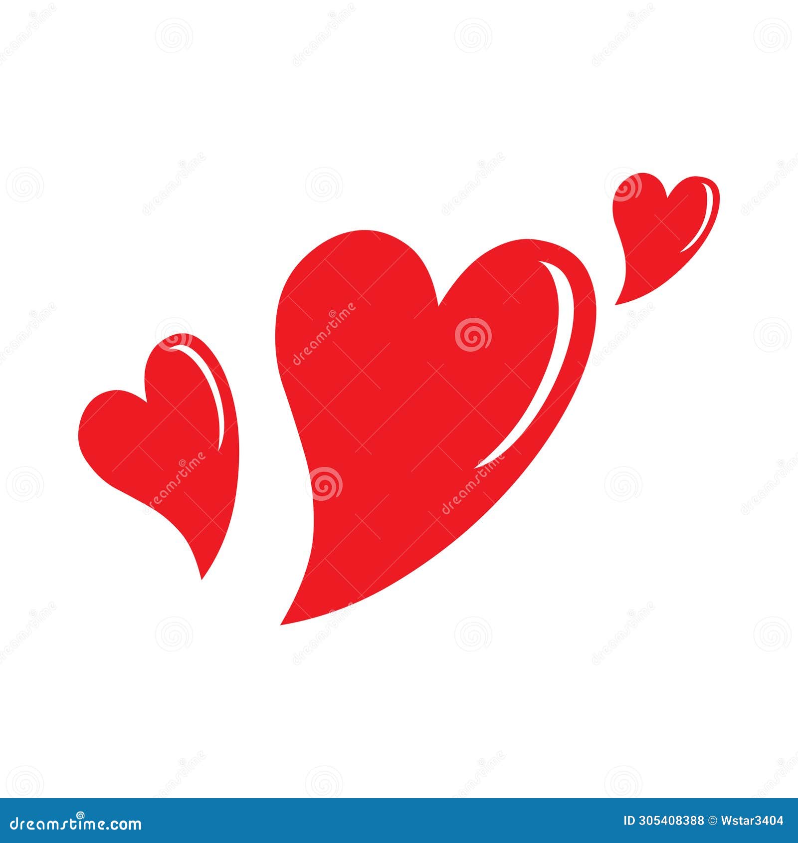 Three Flying Red Hearts Icon Stock Vector - Illustration of romantic ...