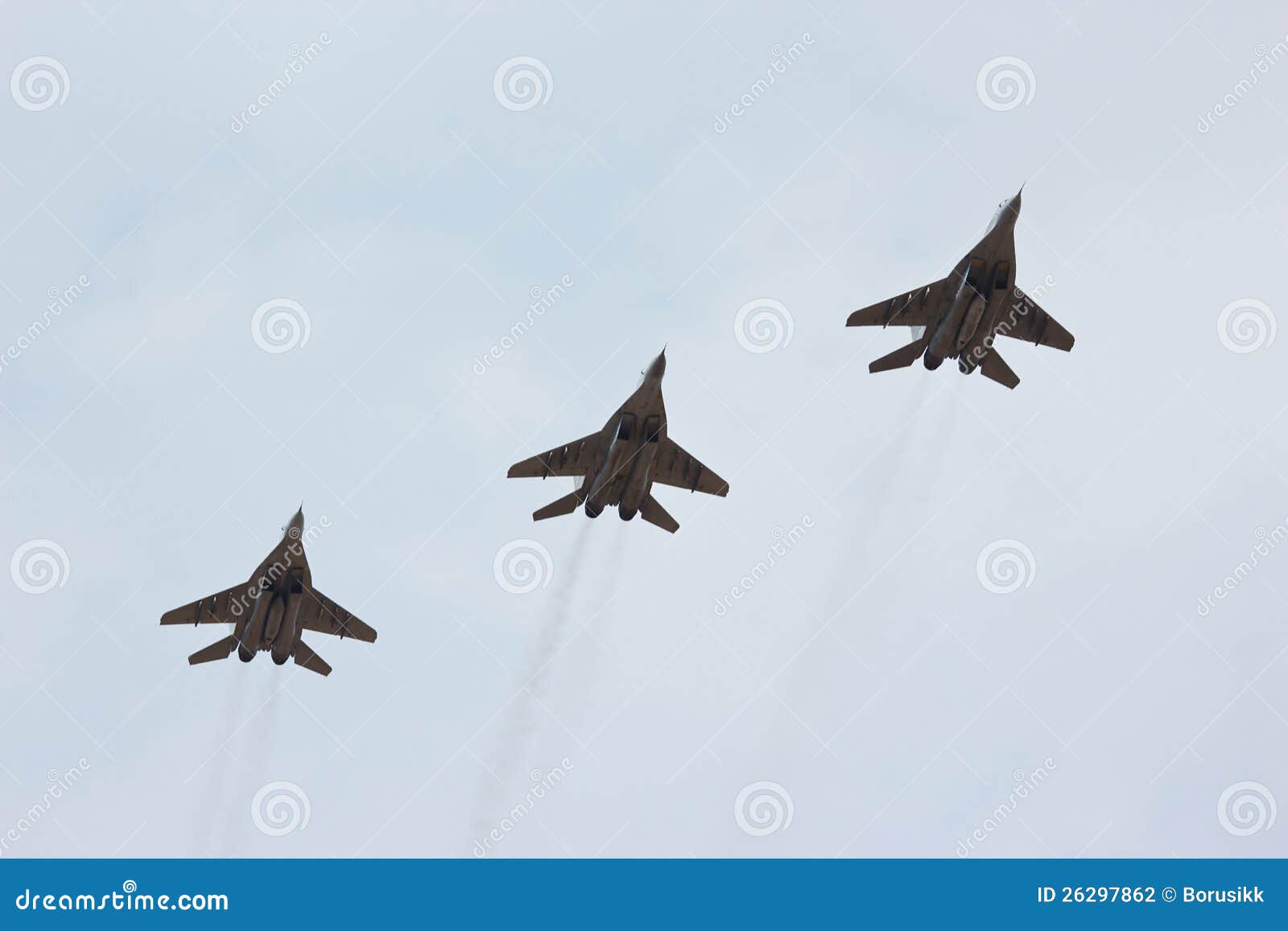 Three Flying Russian Jet Fighter MIG-29 Stock Photo - Image of aircraft ...