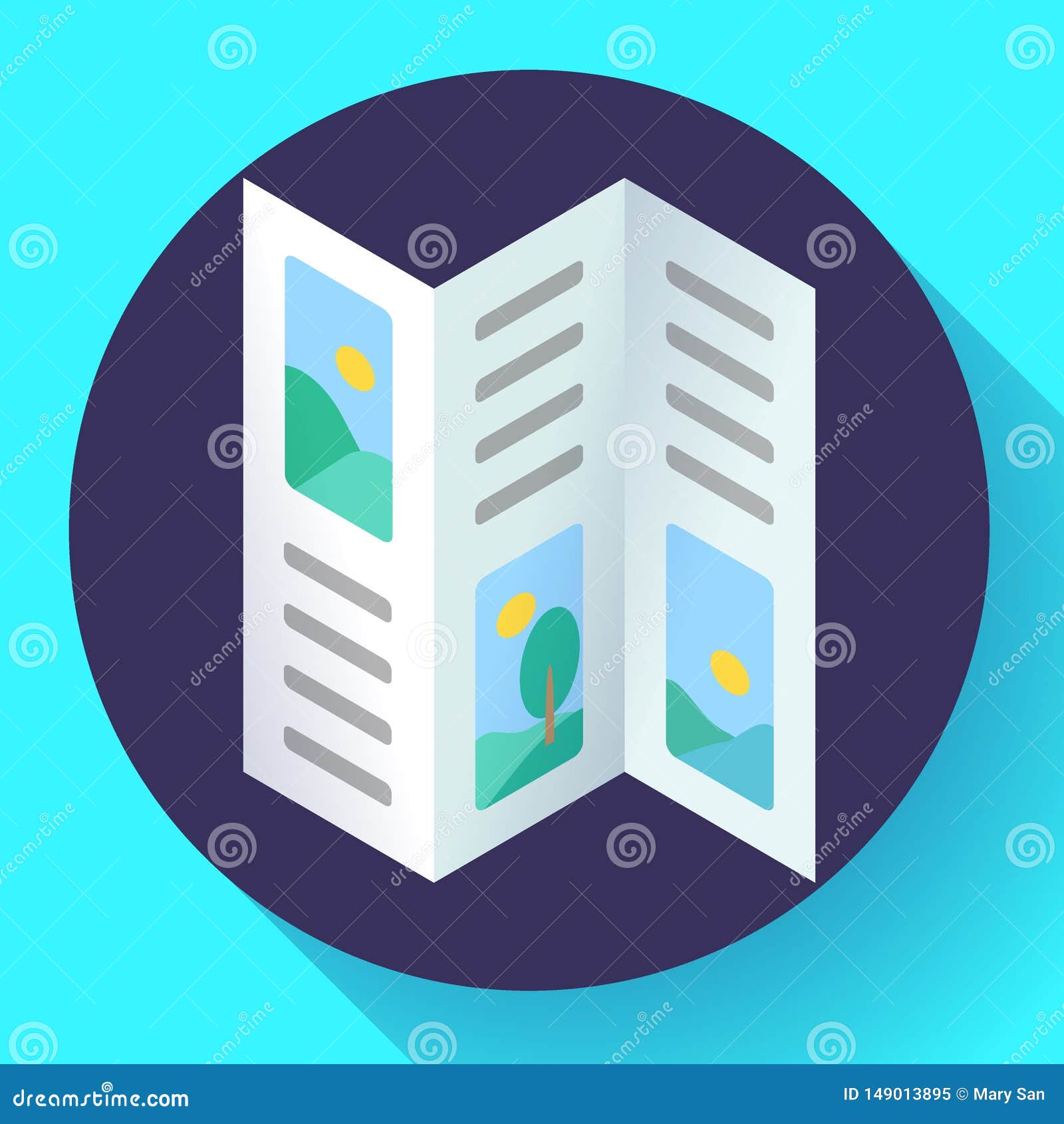 Three-fold Brochure Icon Flat Style Vector Illustration Stock Vector ...